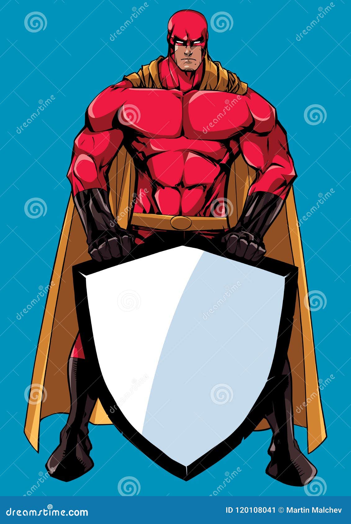 Superhero Holding Shield stock vector. Illustration of design - 120108041