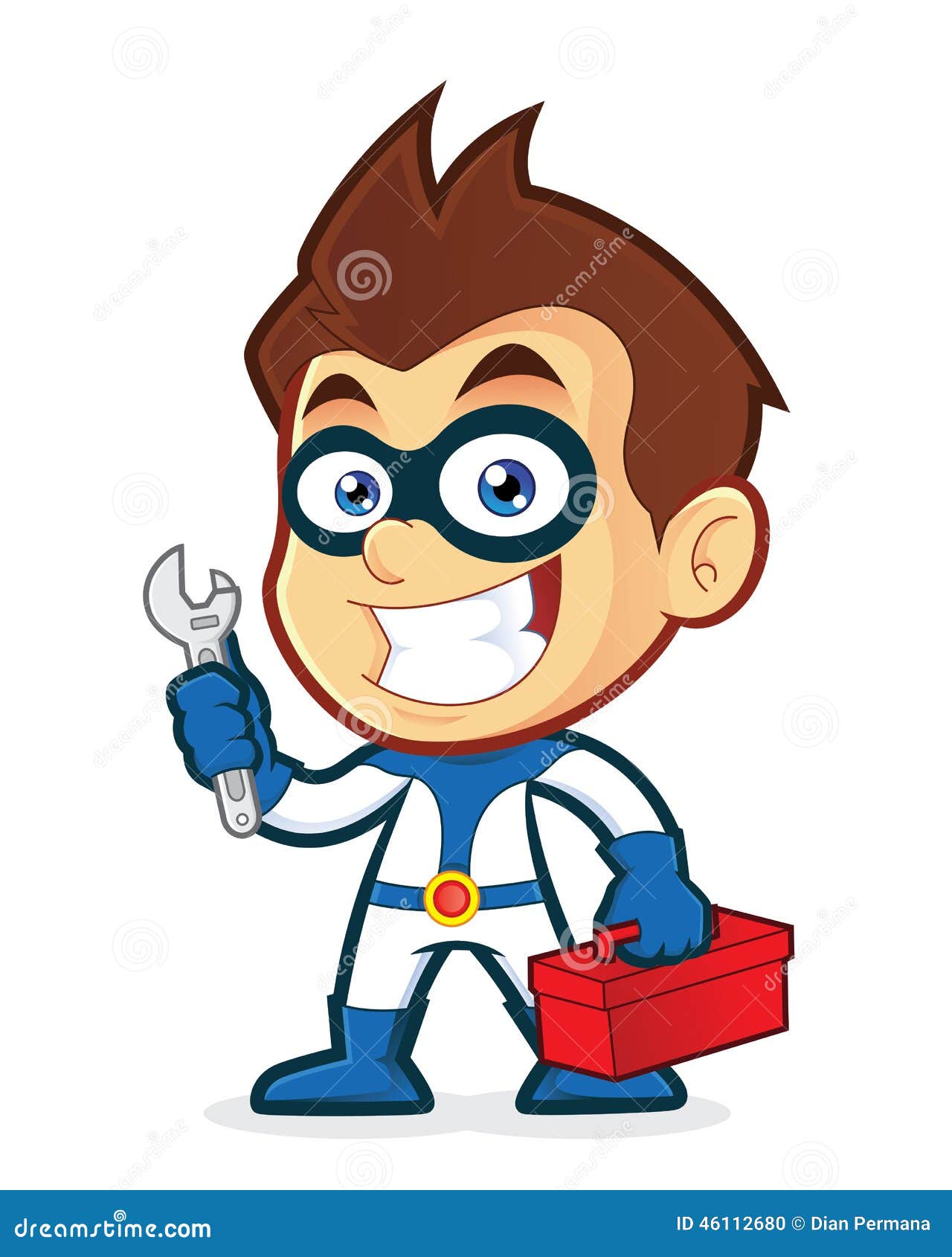 Superhero Construction Worker Flexing His Biceps Vector Cartoon ...