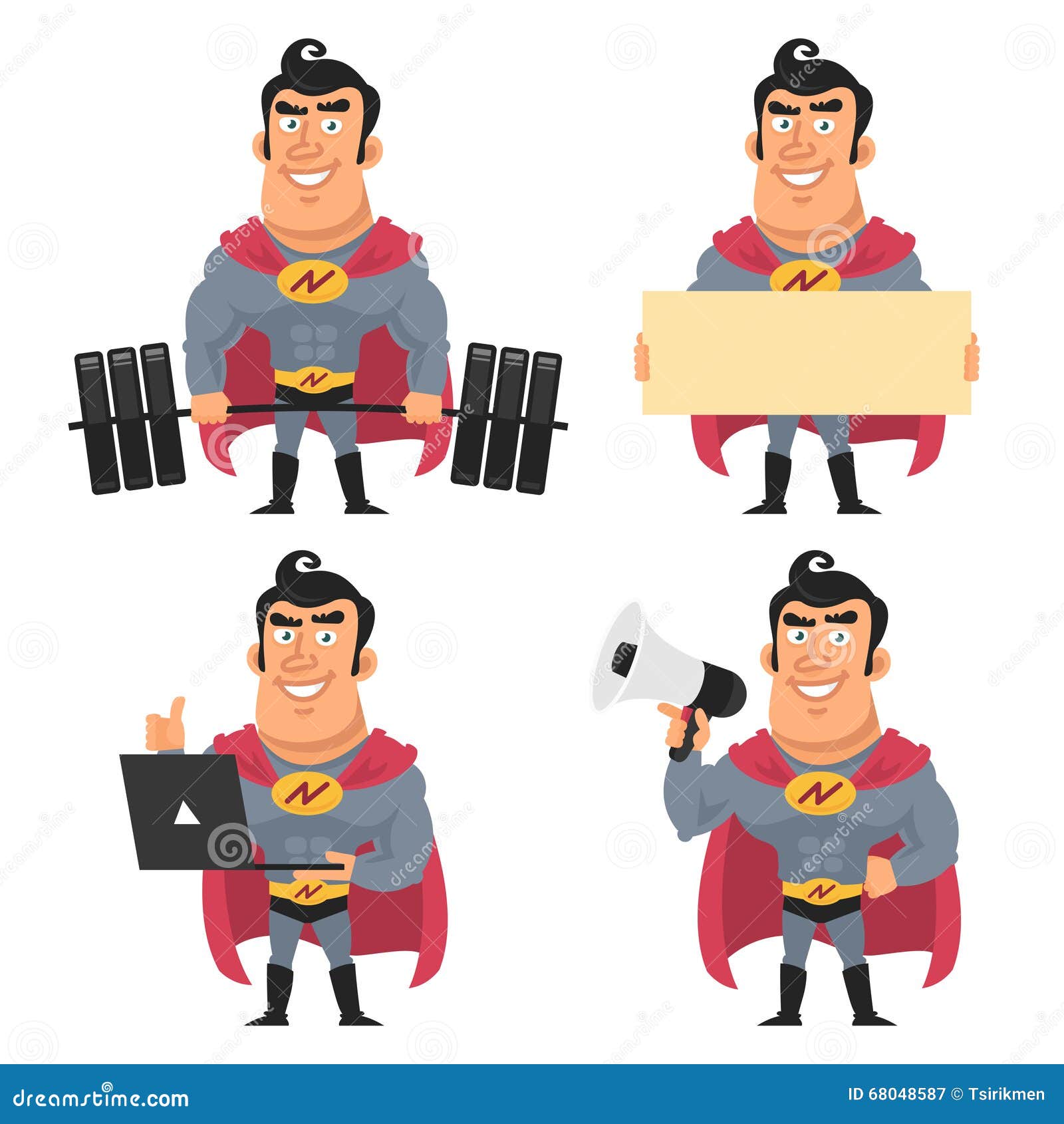Superhero Holds Various Objects Stock Vector - Illustration of power ...