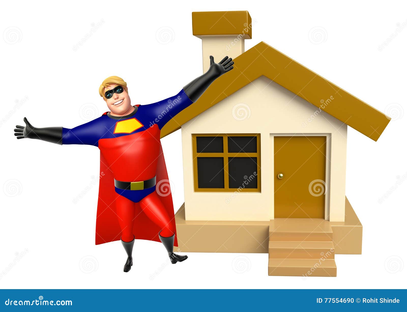 Superhero with Home stock illustration. Illustration of costume - 77554690