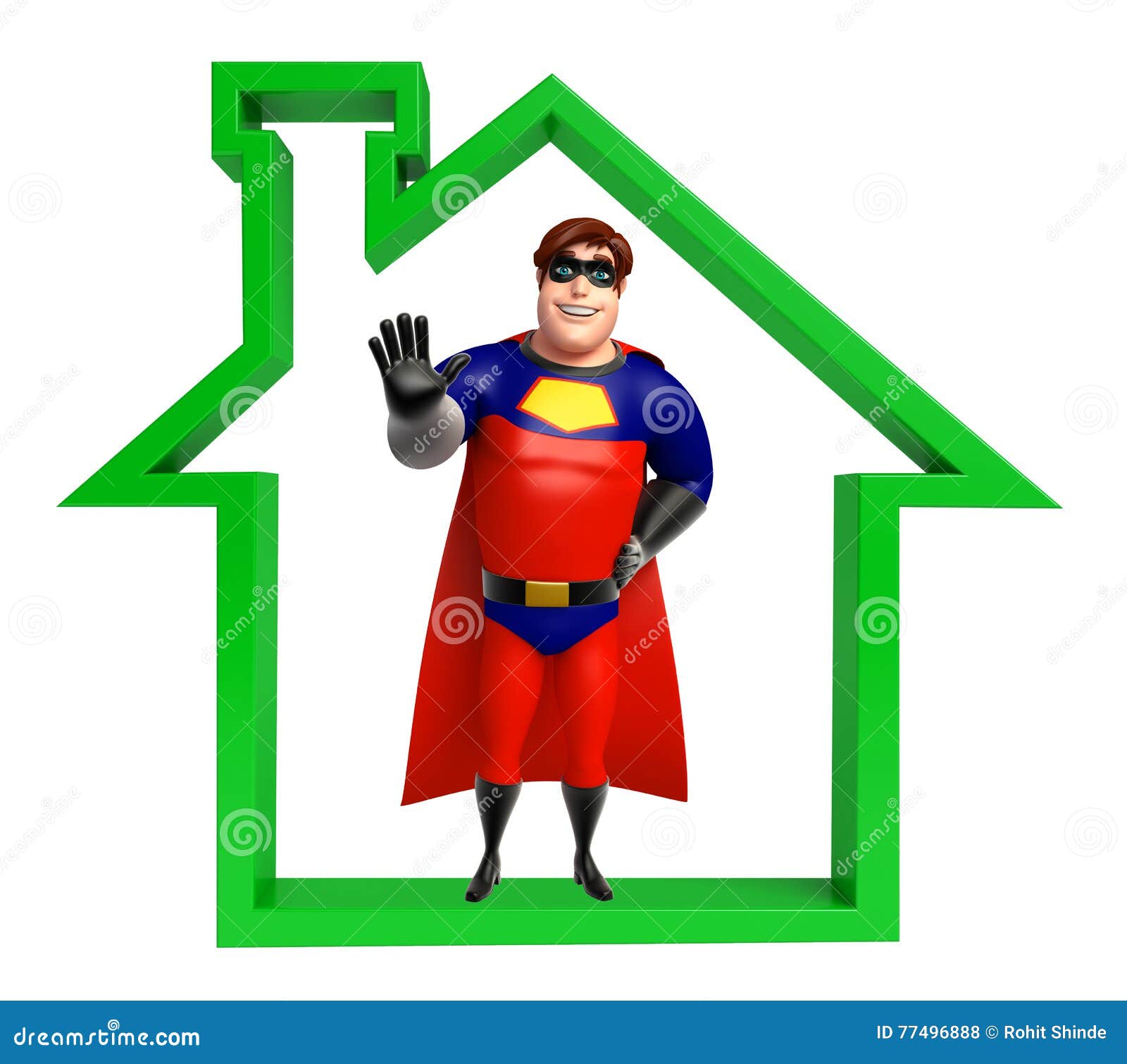 Superhero with Home sign stock illustration. Illustration of boots ...