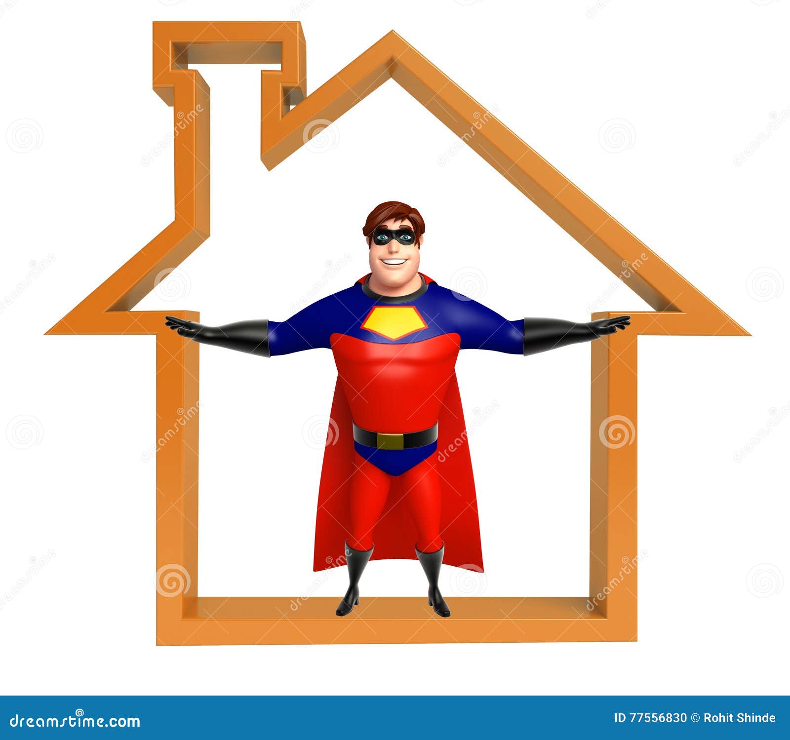 Superhero with Home sign stock illustration. Illustration of ideal ...