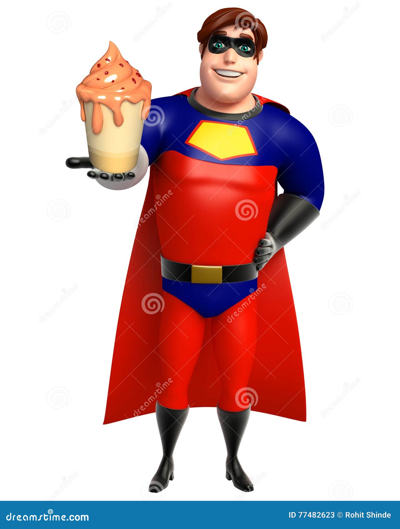 Superhero with Ice cream stock illustration. Illustration of protection ...