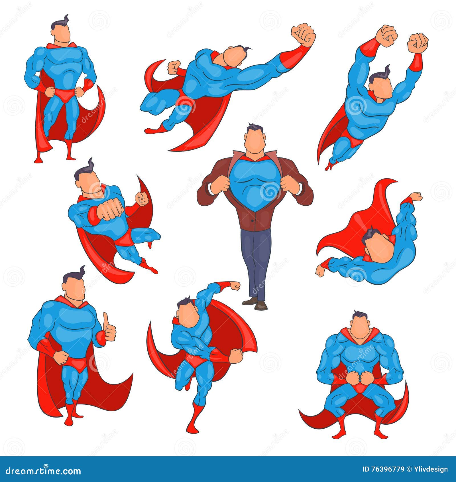 Superhero Icons Set in Cartoon Style Stock Vector - Illustration of ...
