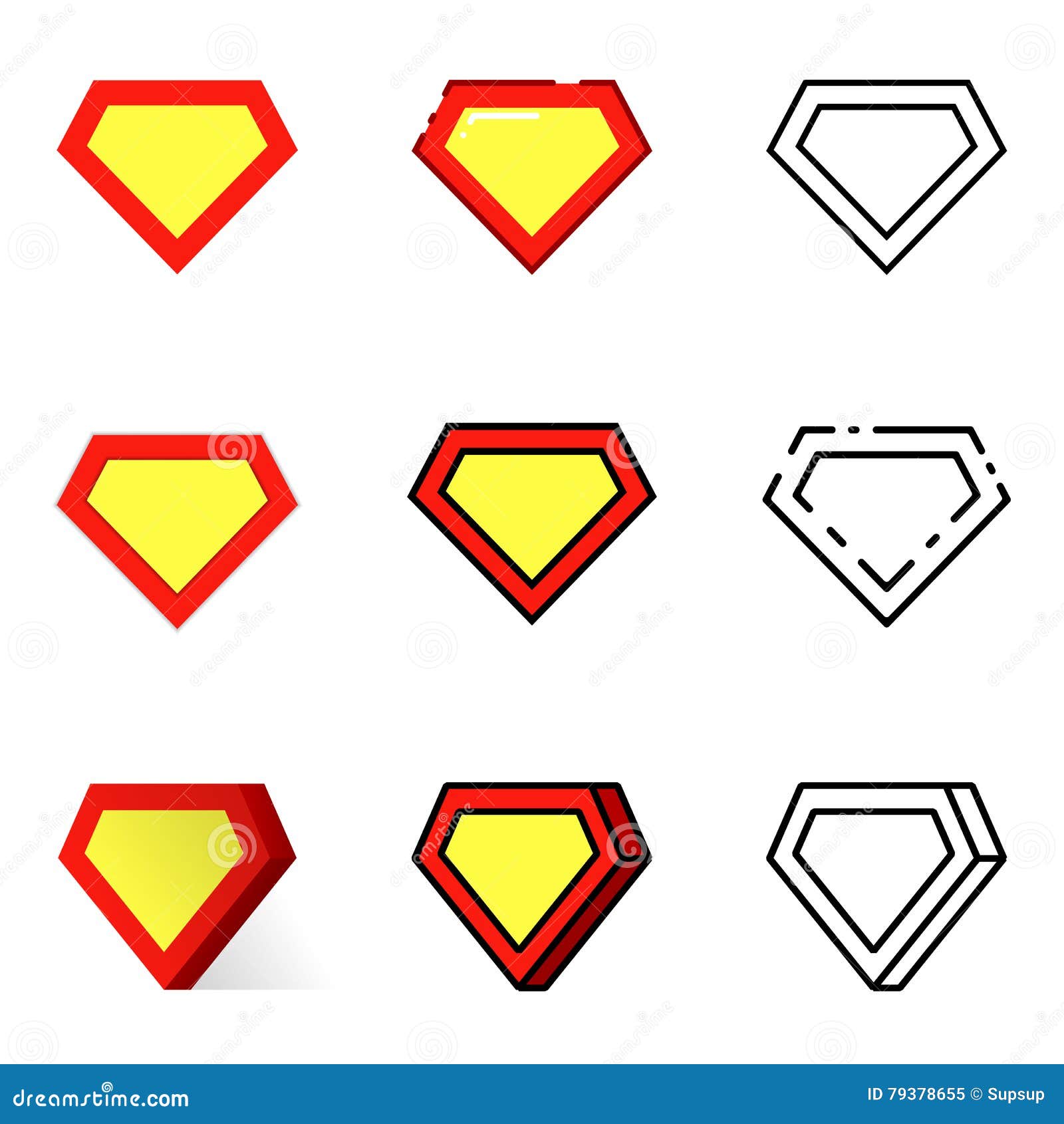 Superhero icons set stock vector. Illustration of chest - 79378655