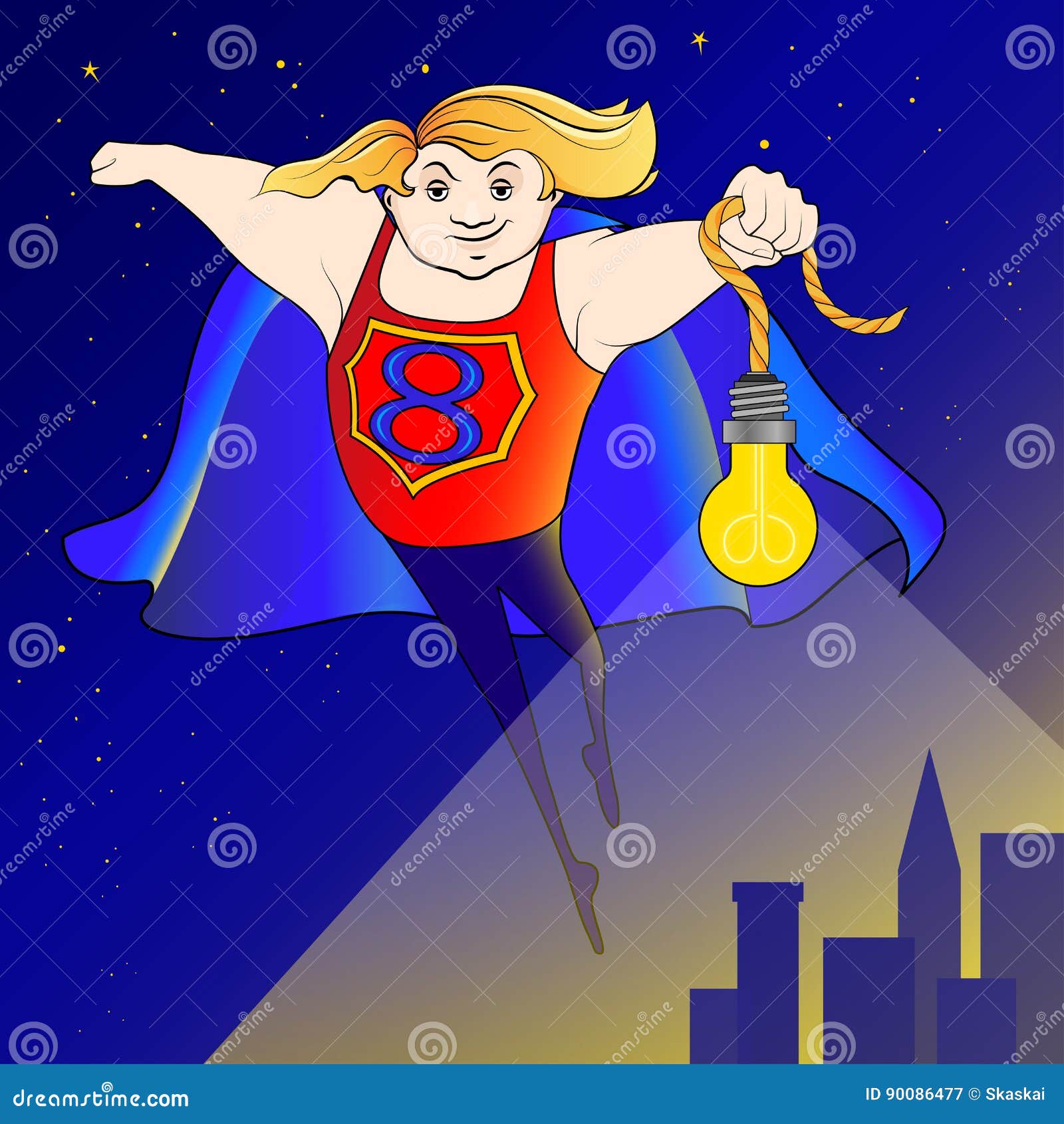 Superhero Illuminates the Path. Stock Vector - Illustration of clipart ...