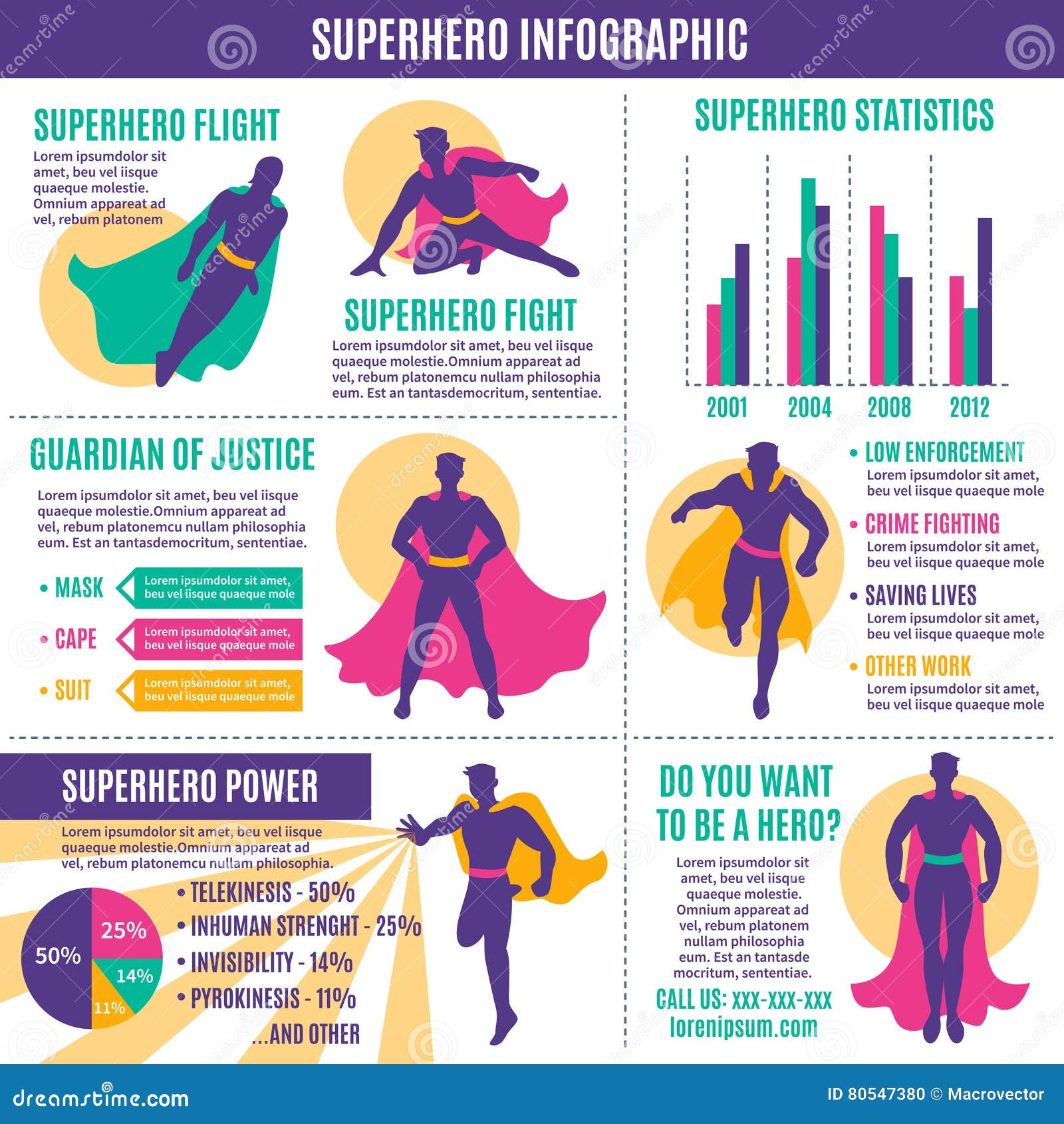 Superhero Infographics Layout Stock Vector - Illustration of flat ...