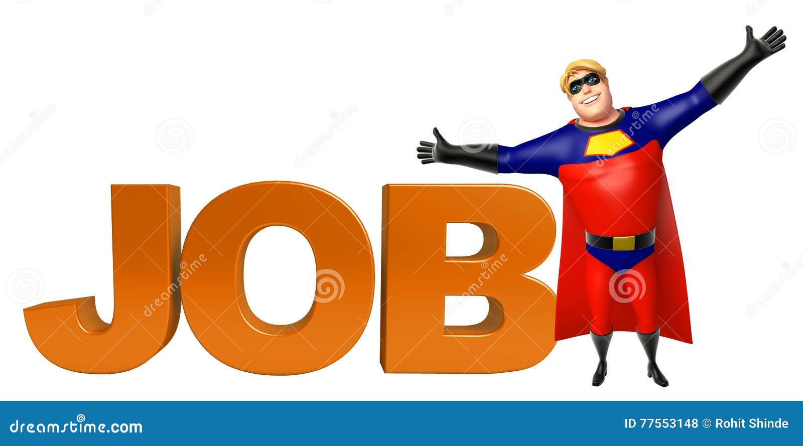 Superhero with Job sign stock illustration. Illustration of crime ...