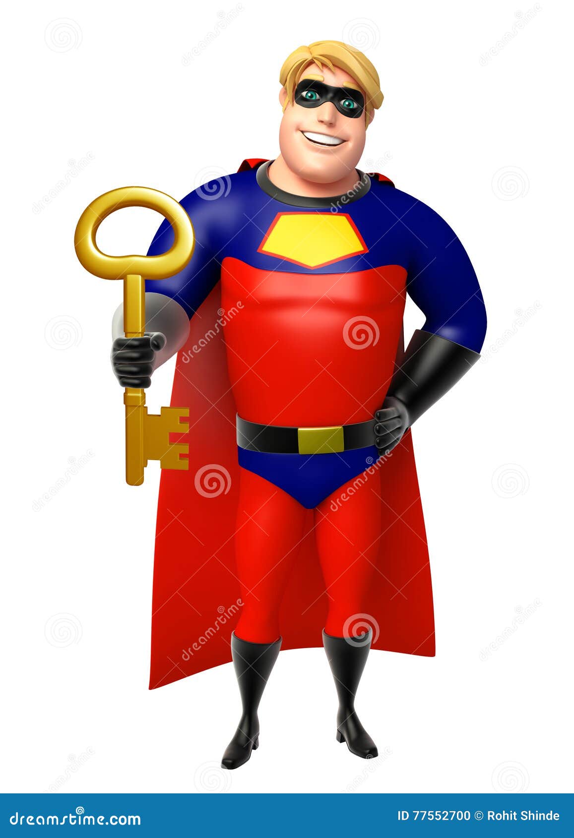 Superhero with Key stock illustration. Illustration of fighter - 77552700