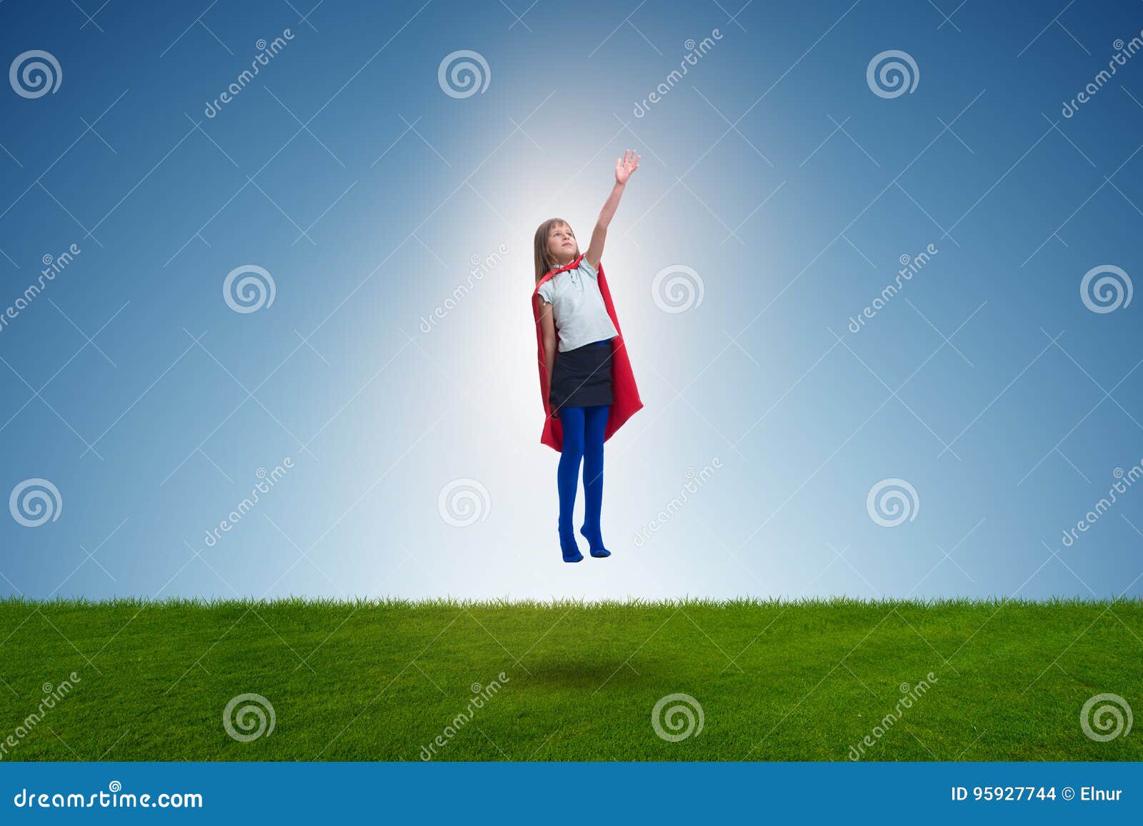 The Superhero Kid Flying in Dream Concept Stock Photo - Image of ...