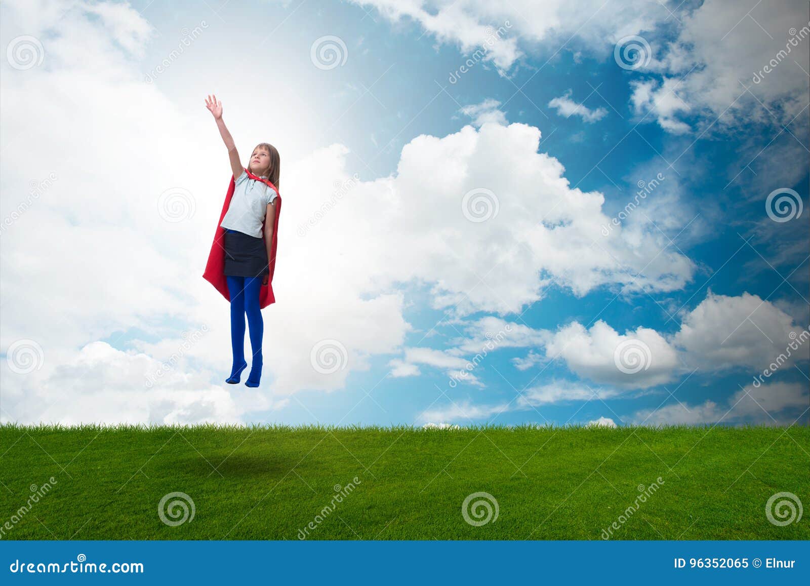 The Superhero Kid Flying in Dream Concept Stock Image - Image of person ...