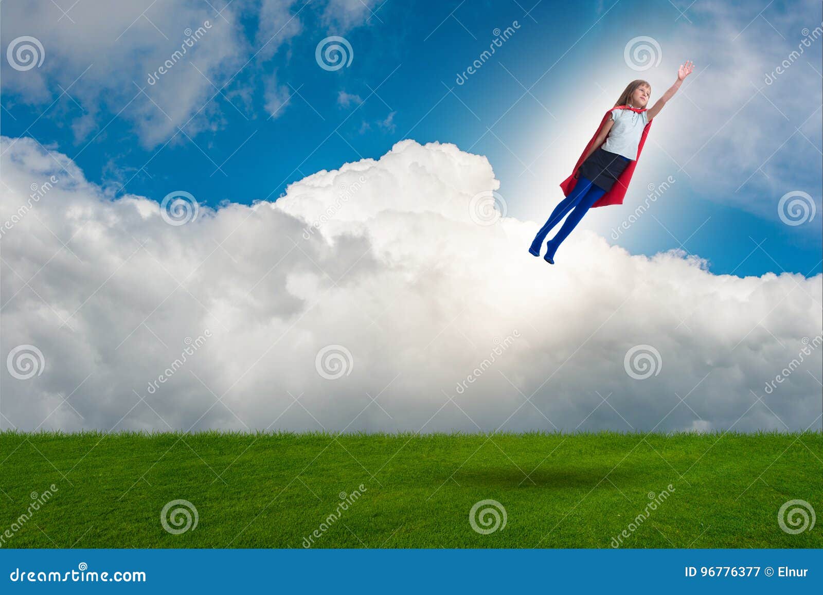 The Superhero Kid Flying in Dream Concept Stock Image - Image of help ...