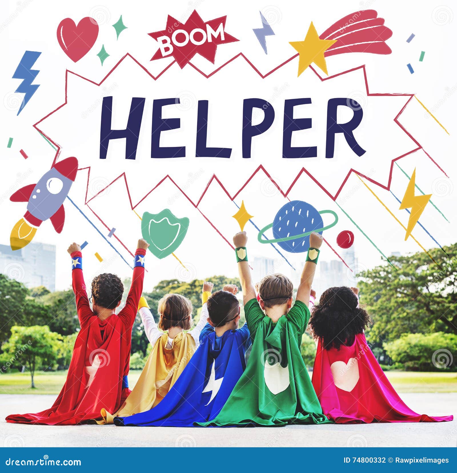 Superhero Kids Imagination Power Helper Concept Stock Photo - Image of ...