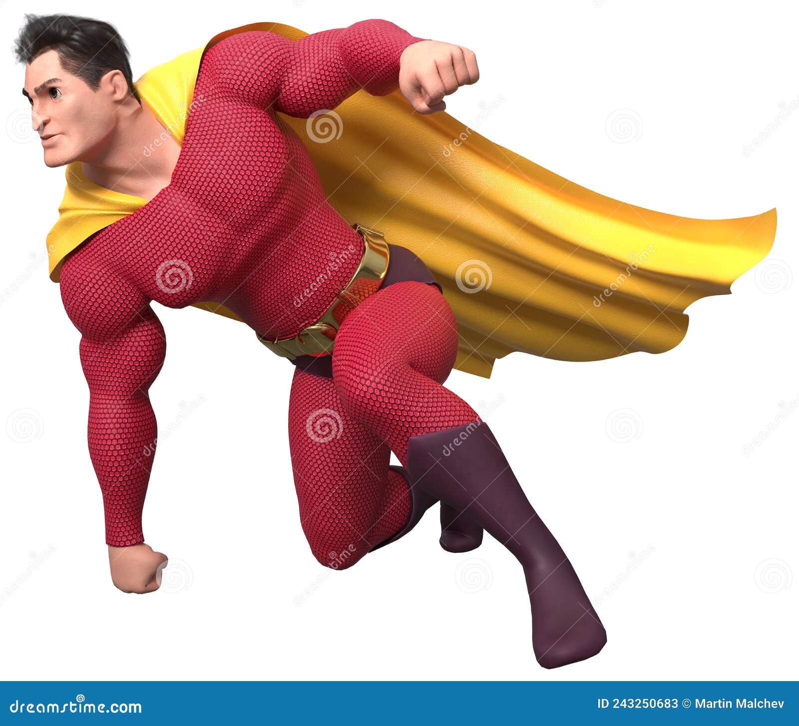 Superhero Landing on White stock illustration. Illustration of yellow ...