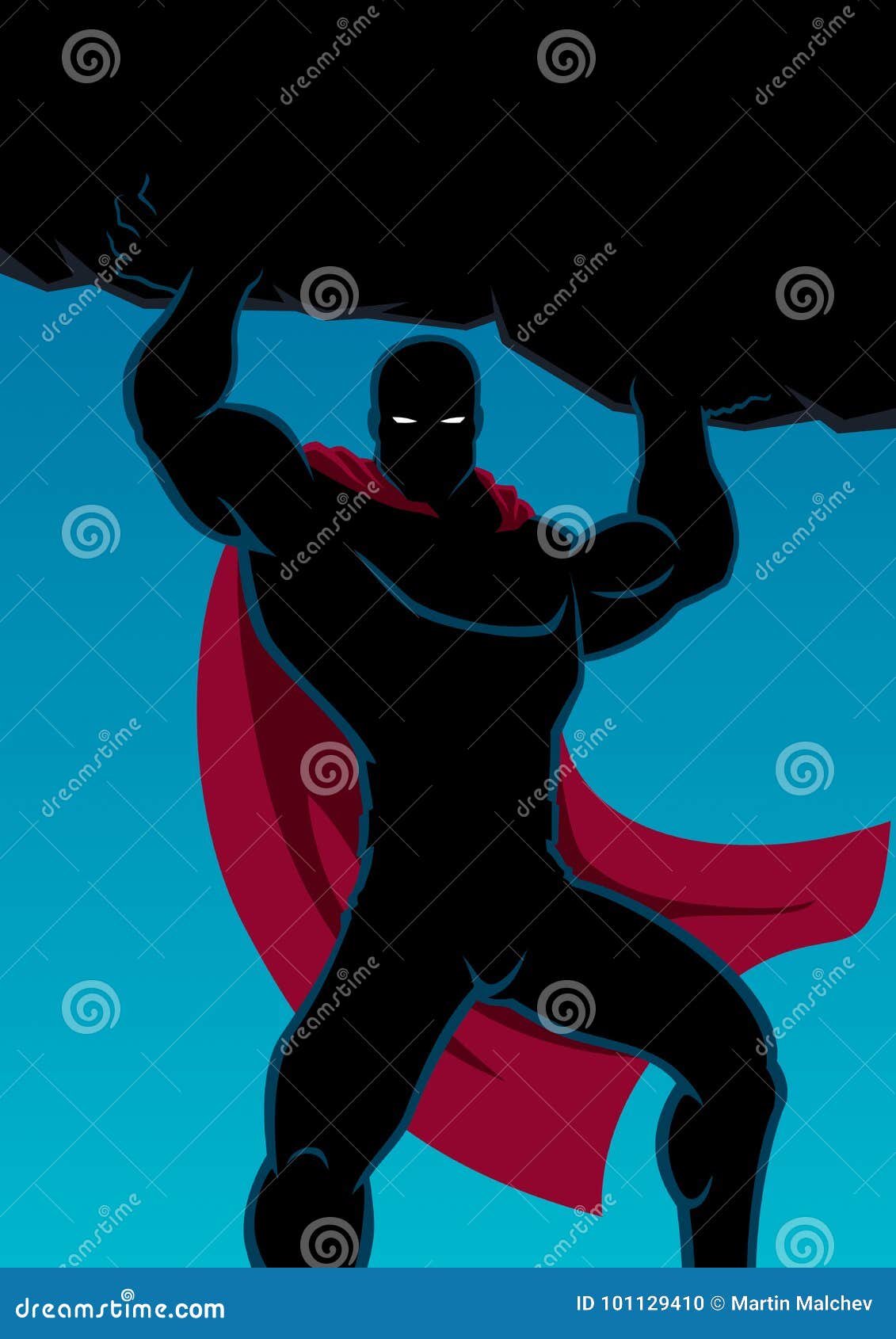 Superhero Lifting Heavy Box Vector Illustration | CartoonDealer.com ...