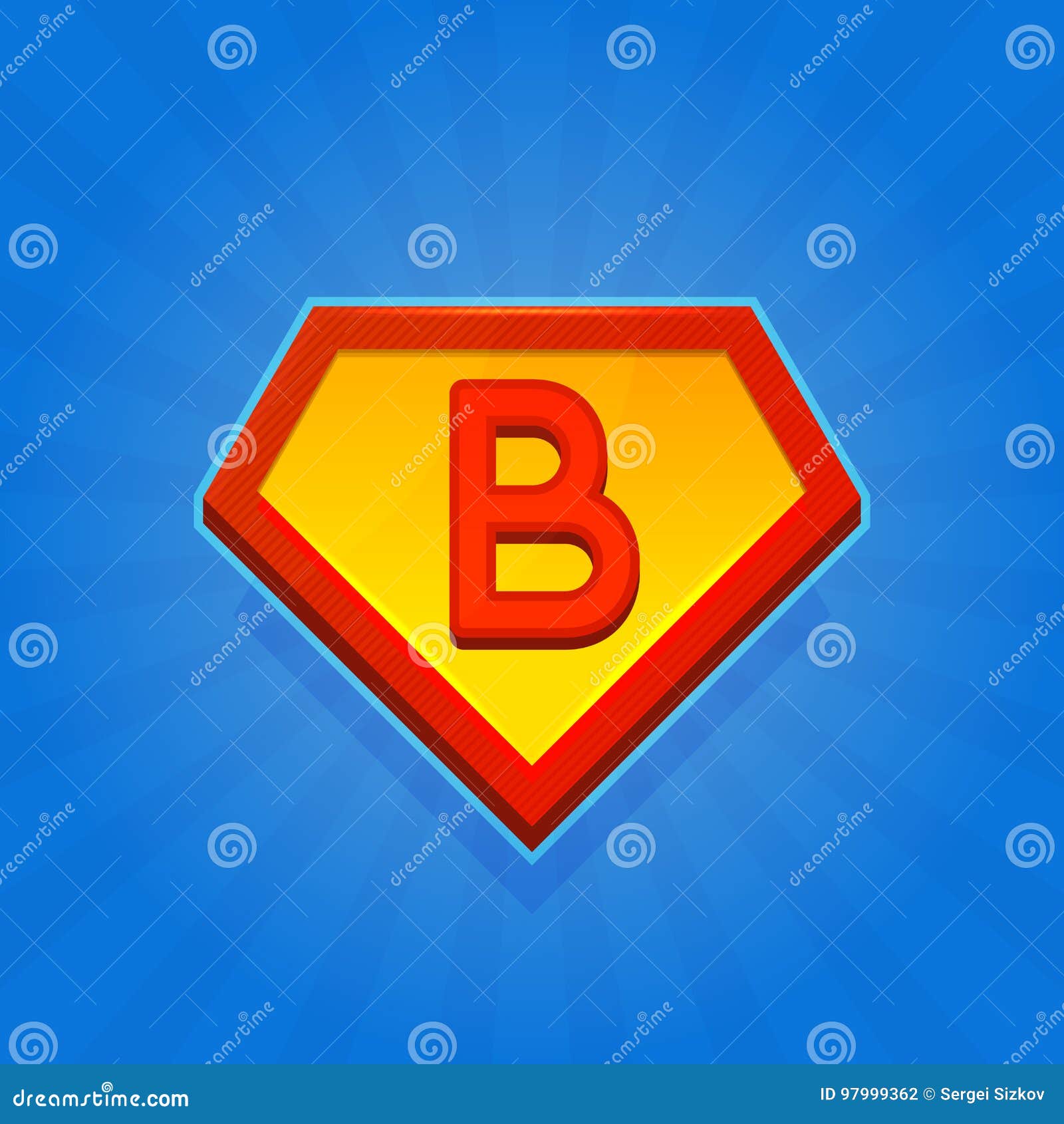 Superhero Logo Icon with Letter B on Blue Background. Vector Stock ...