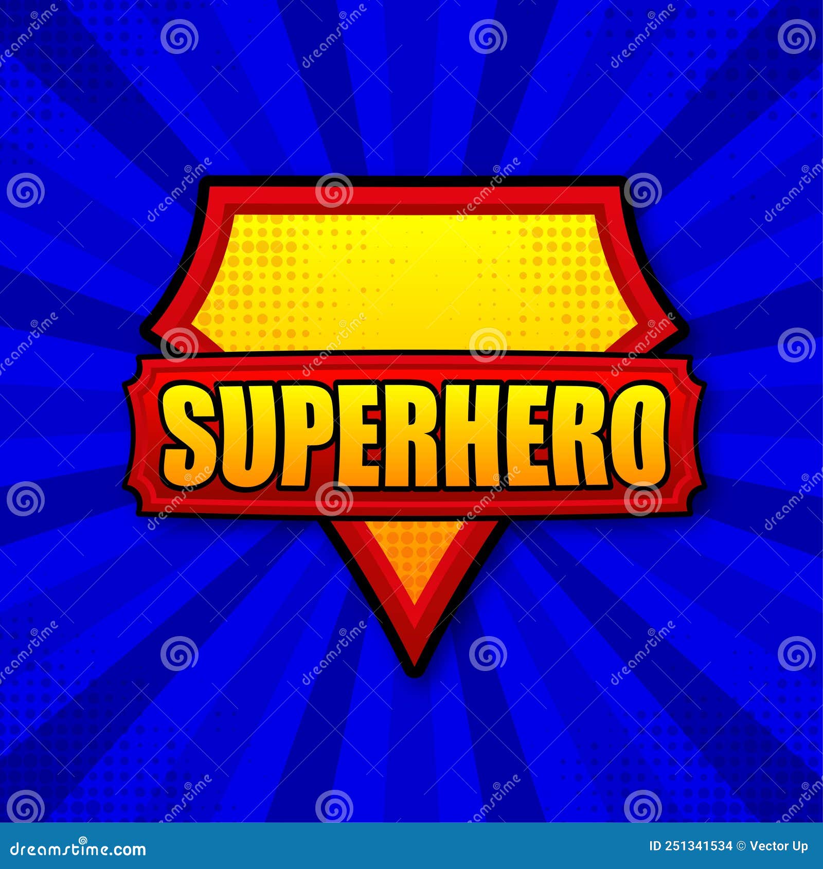 Superhero Logo Template. Frame with Divergent Rays. Super Hero Shield ...