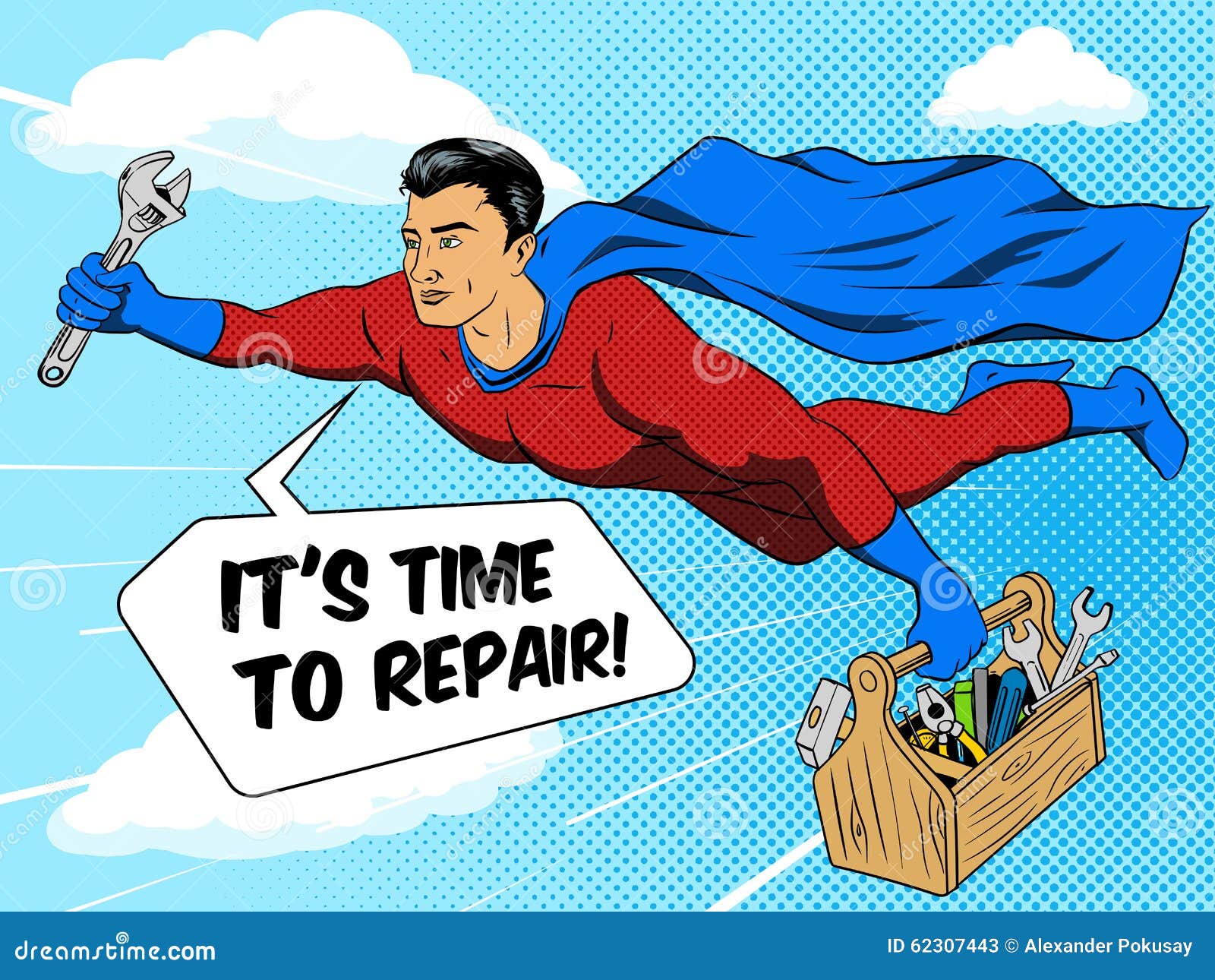 Superhero Man and Tool Box Comic Book Style Vector Stock Vector ...