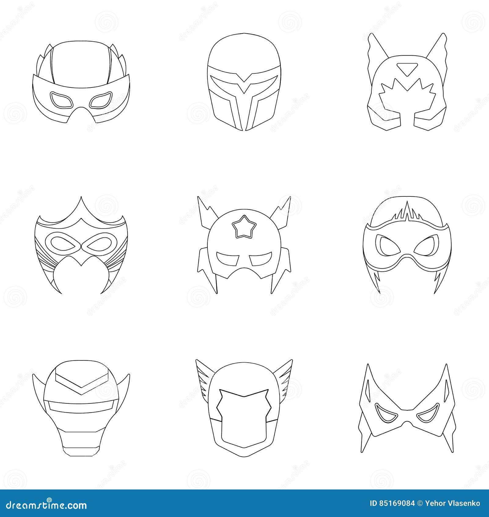 Superhero Mask Set Icons In Outline Style. Big Collection Of Superhero ... Superhero Mask Set Icons In Outline Style. Big Collection Of Superhero ...