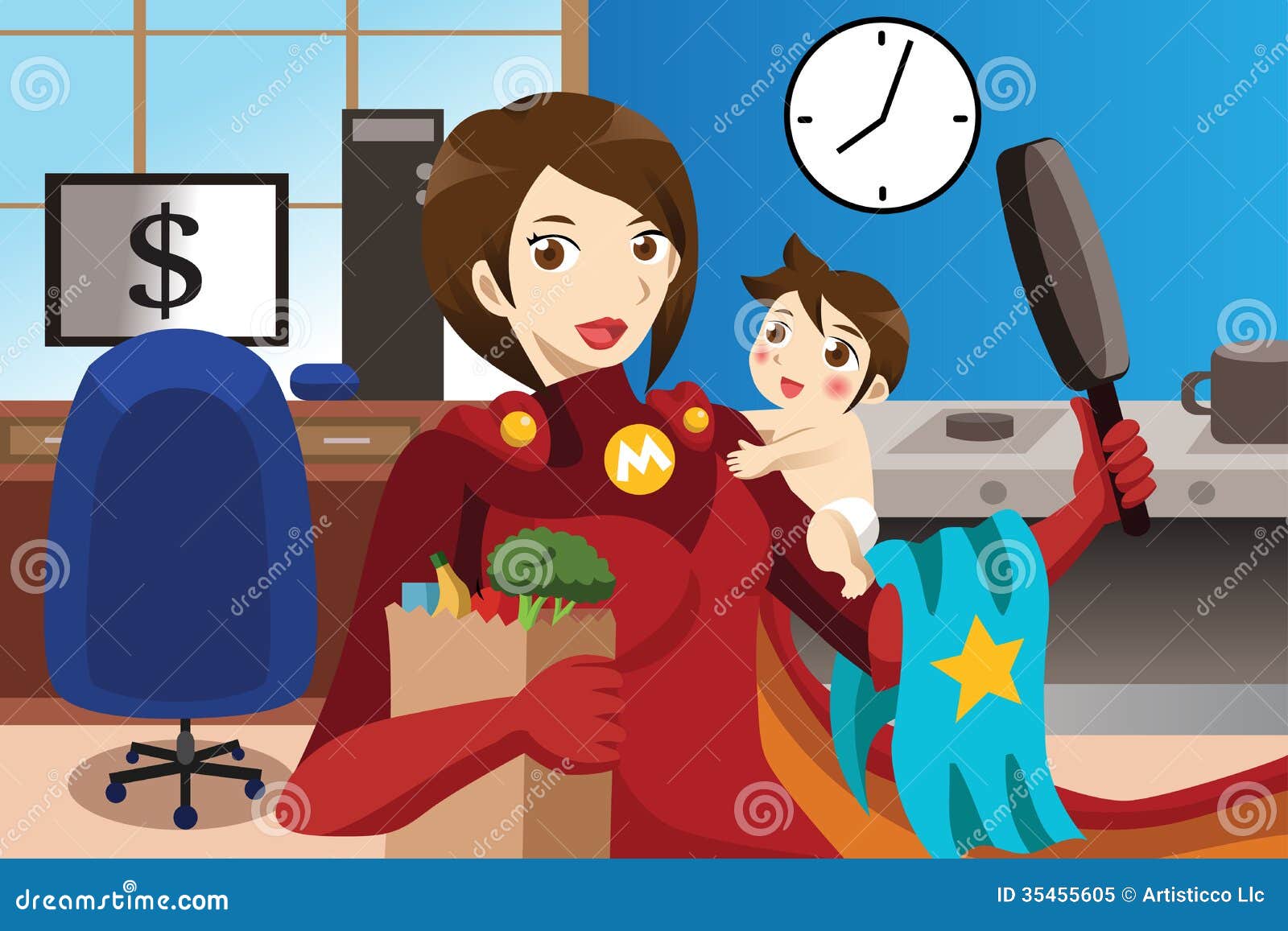 Superhero mom concept stock vector. Illustration of happiness - 35455605