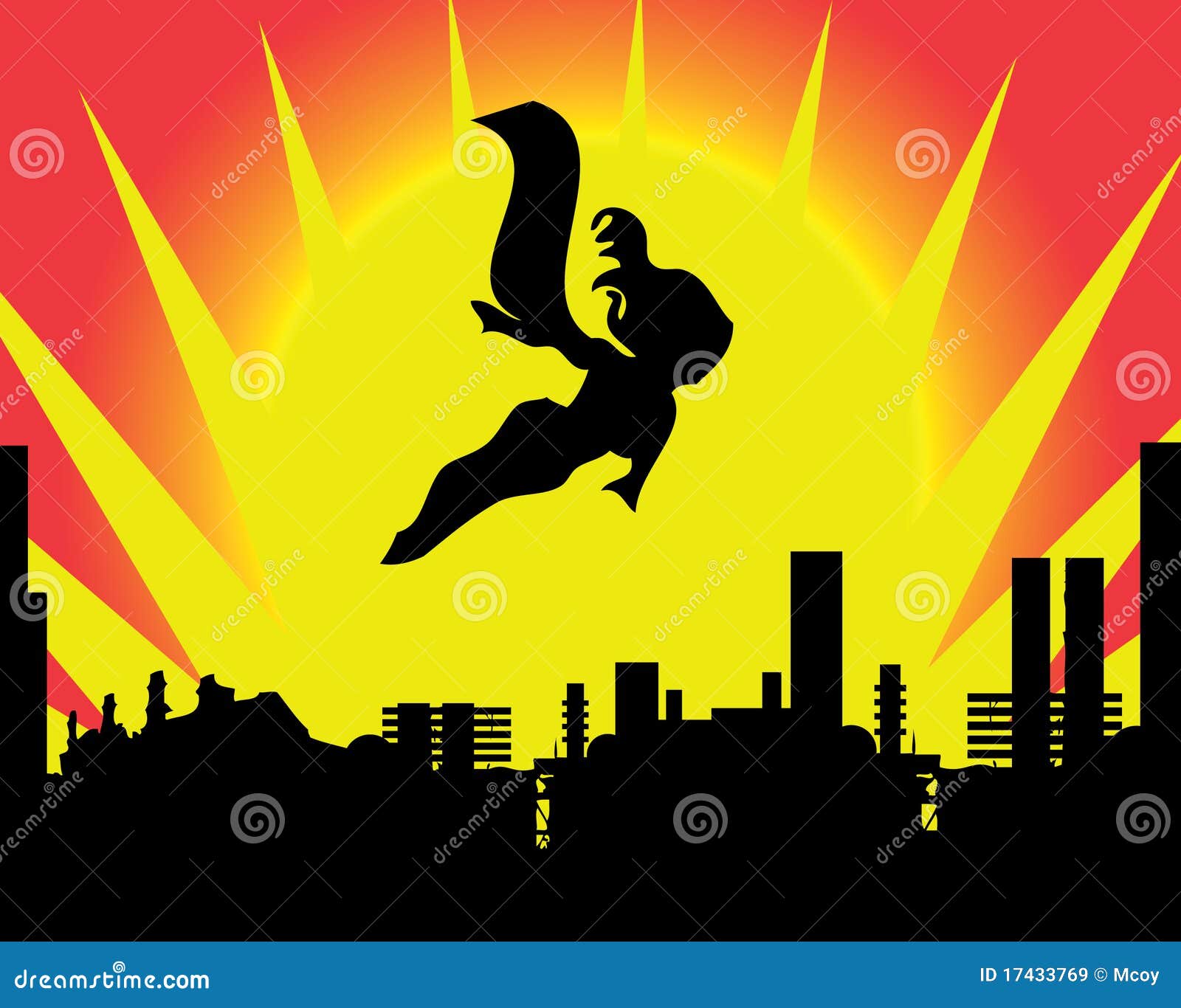 Superhero Past Bright Sun Burst Stock Illustration - Illustration of ...