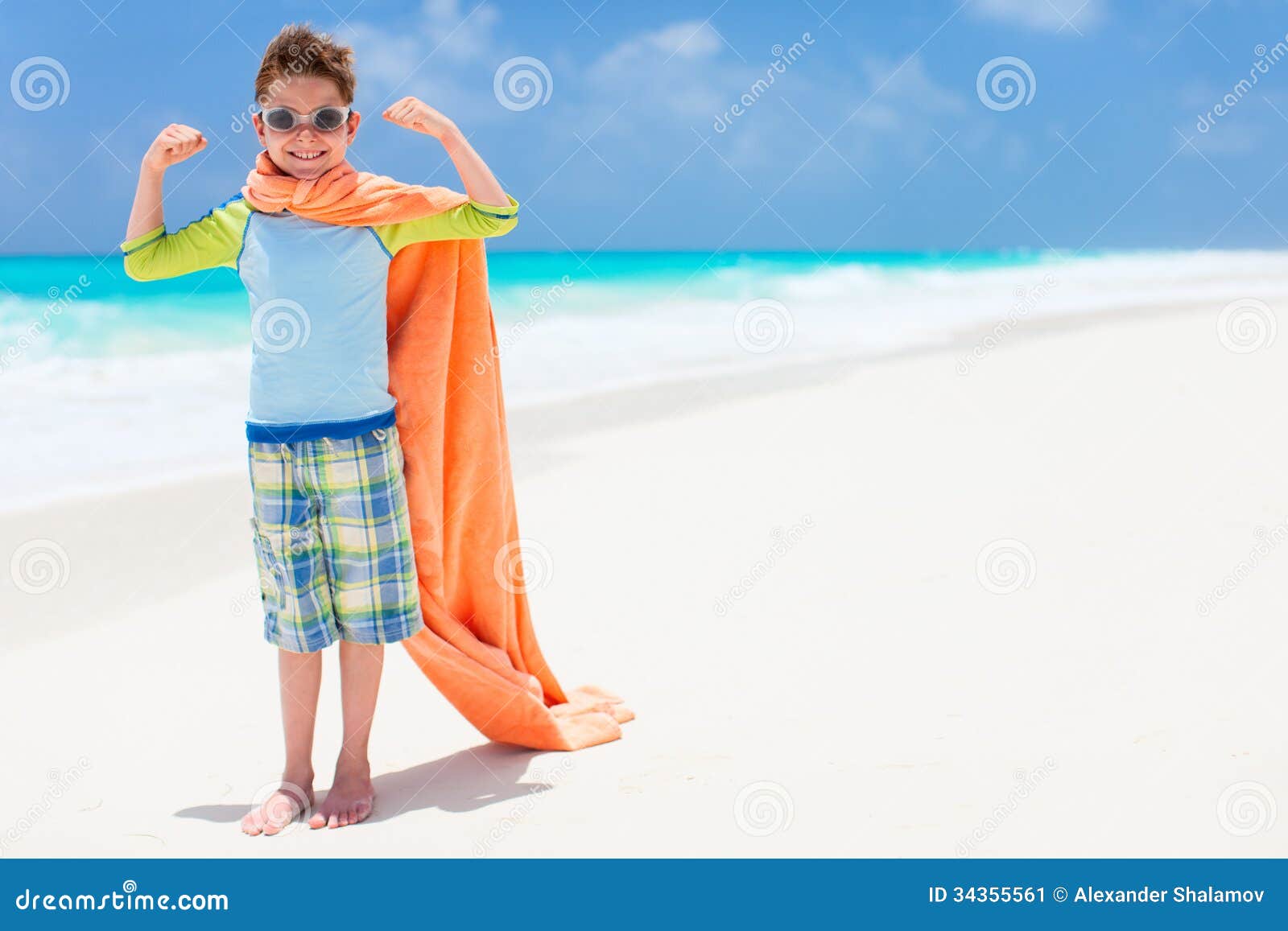 Superhero play at a beach stock image. Image of person - 34355561
