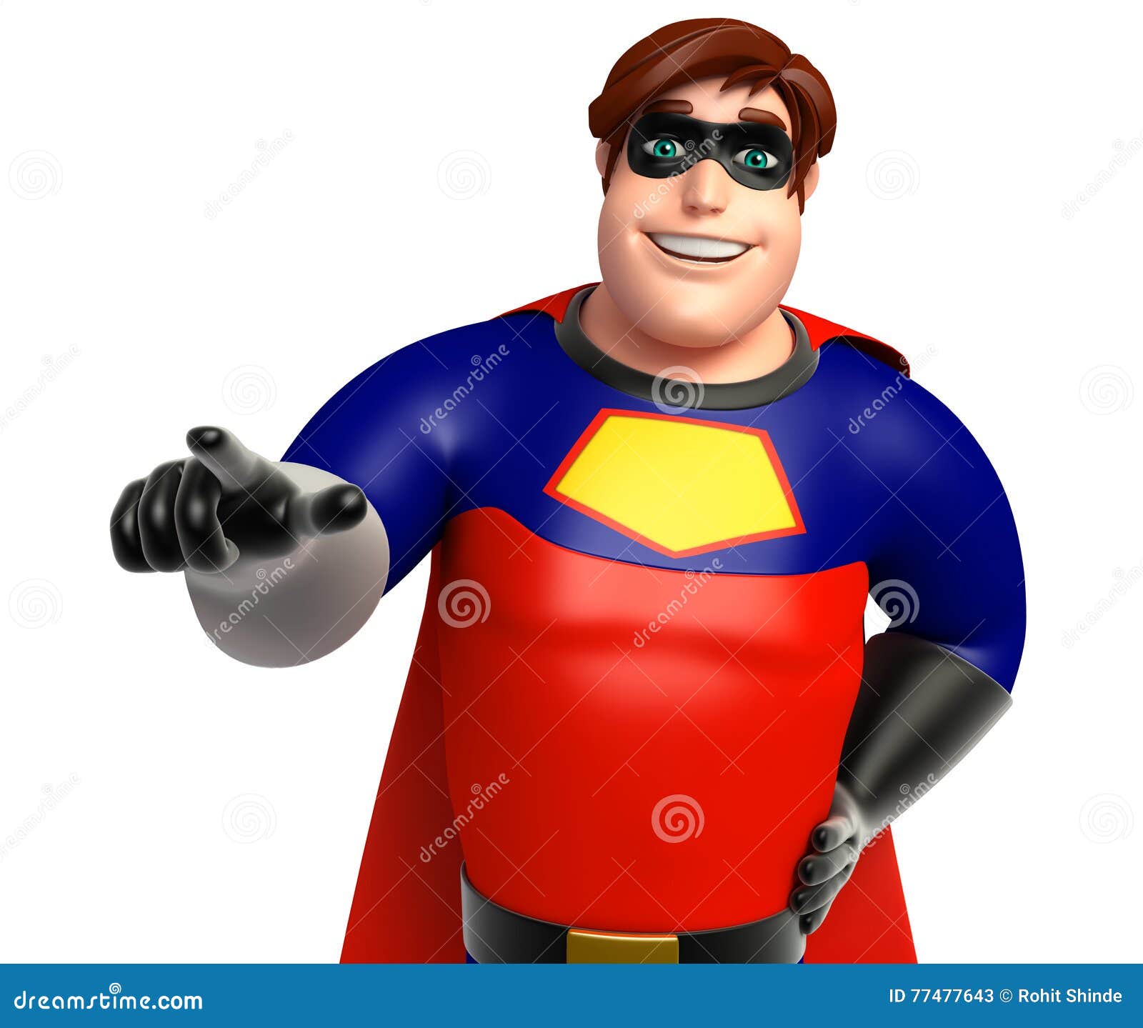 Superhero with Pointing Pose Stock Illustration - Illustration of ...