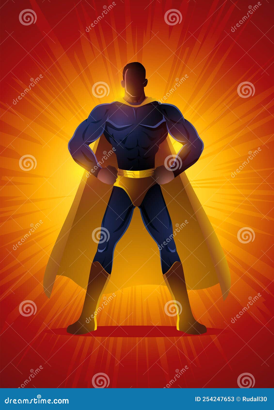 Superhero Posing with Hands on Hips Stock Vector - Illustration of hero ...