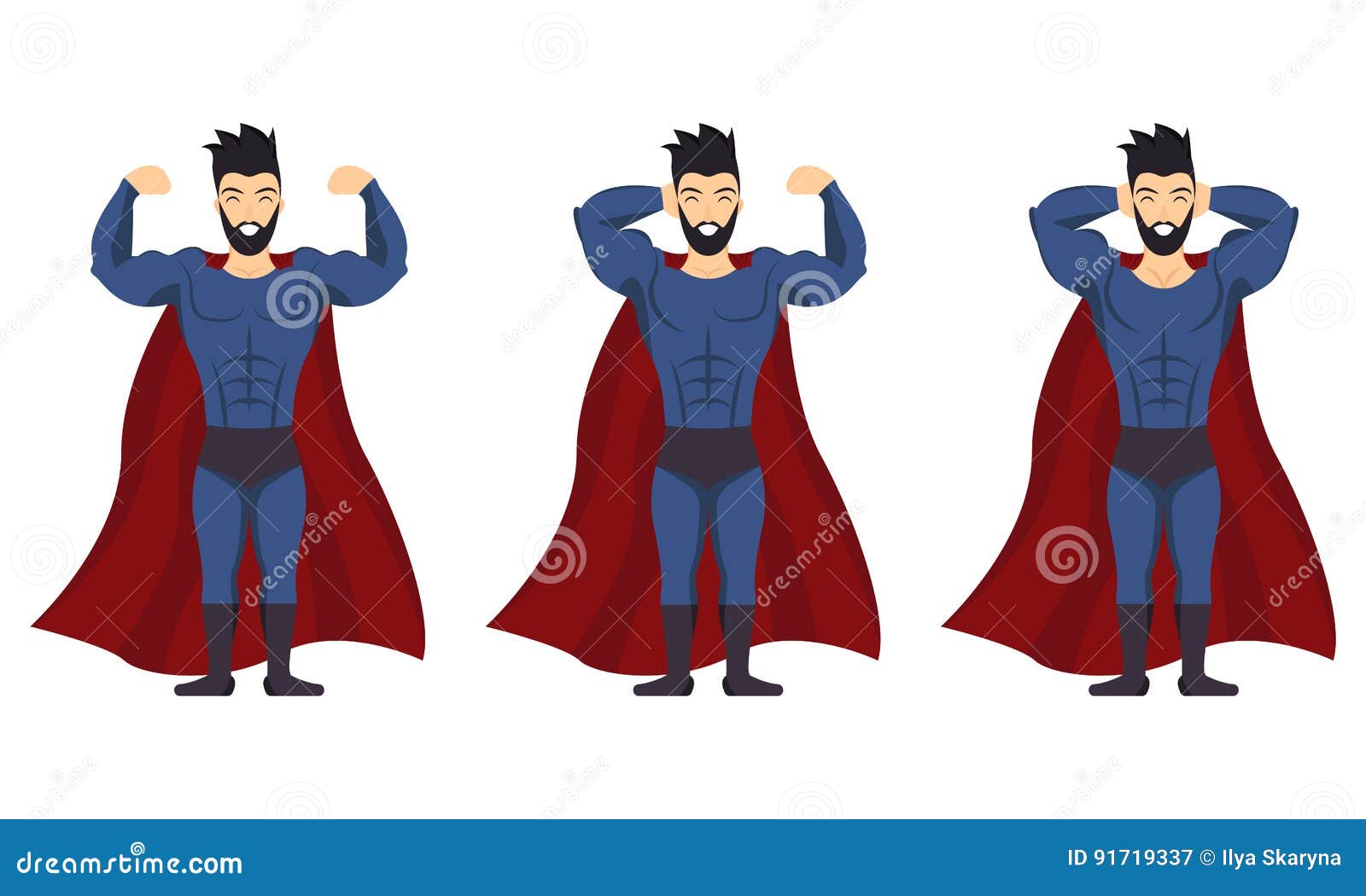 Superhero Posing Icon Set on White Background Stock Vector ...
