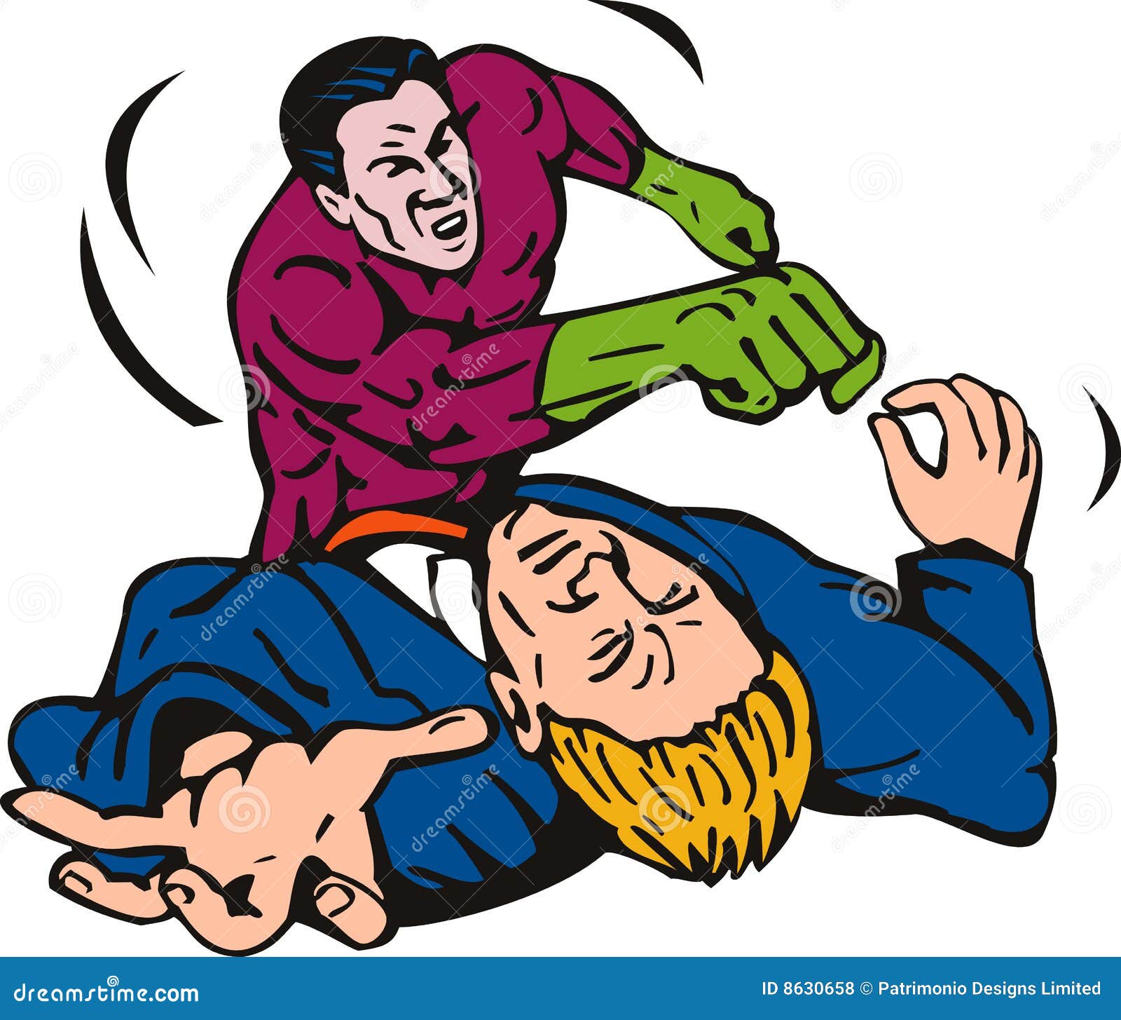 Superhero Punching Bad Guy Royalty-Free Illustration | CartoonDealer ...