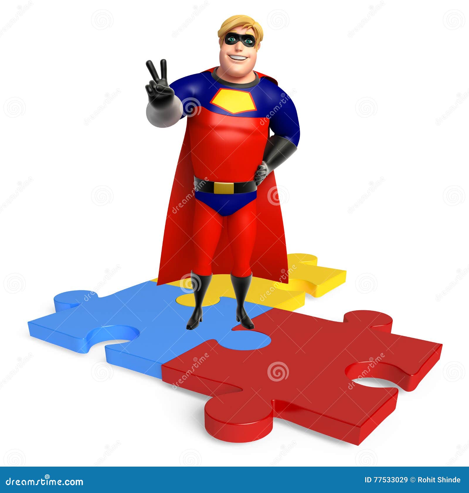 Superhero with Puzzle stock illustration. Illustration of model - 77533029