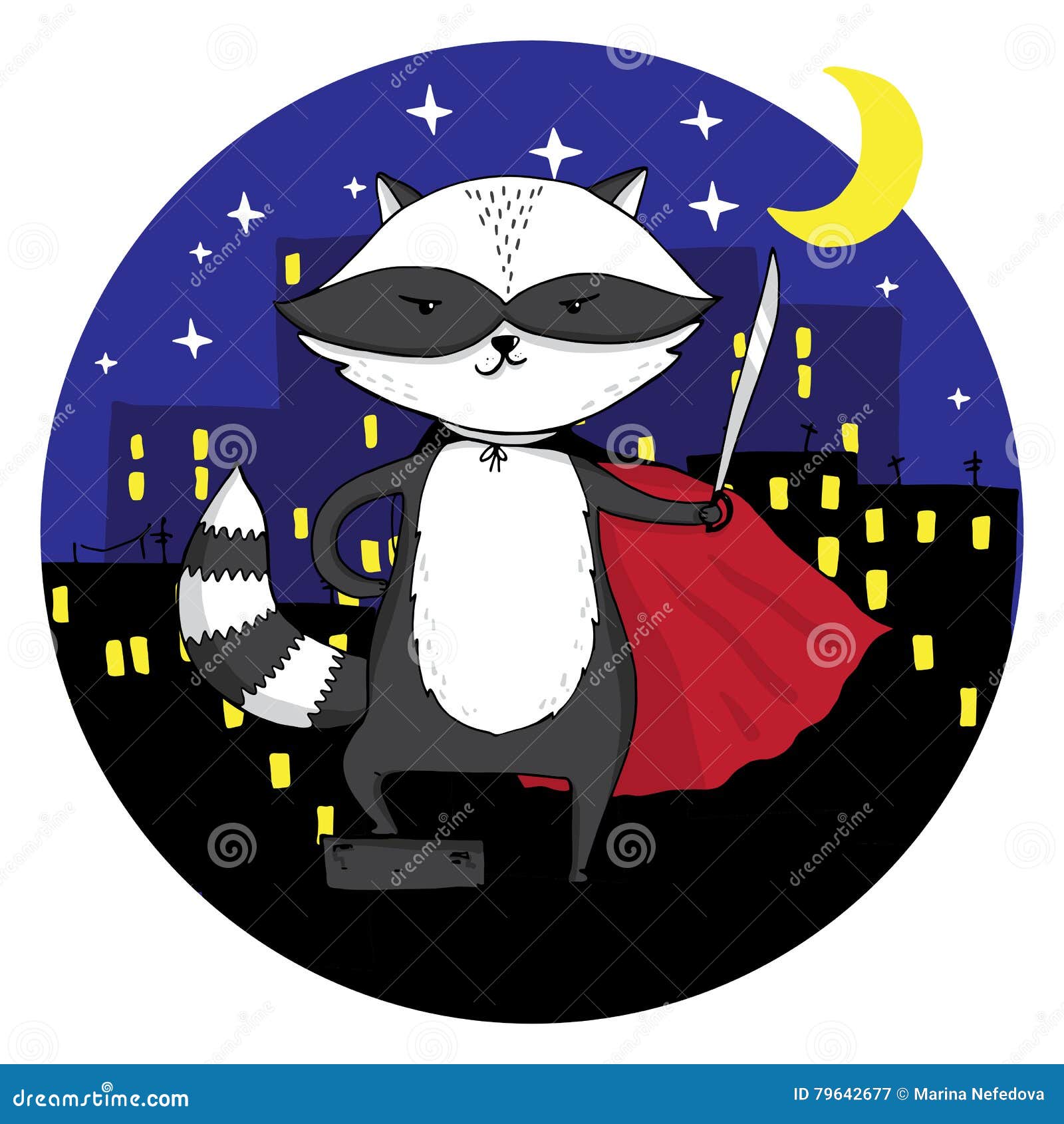 Superhero Raccoon in a Night City Stock Illustration - Illustration of ...