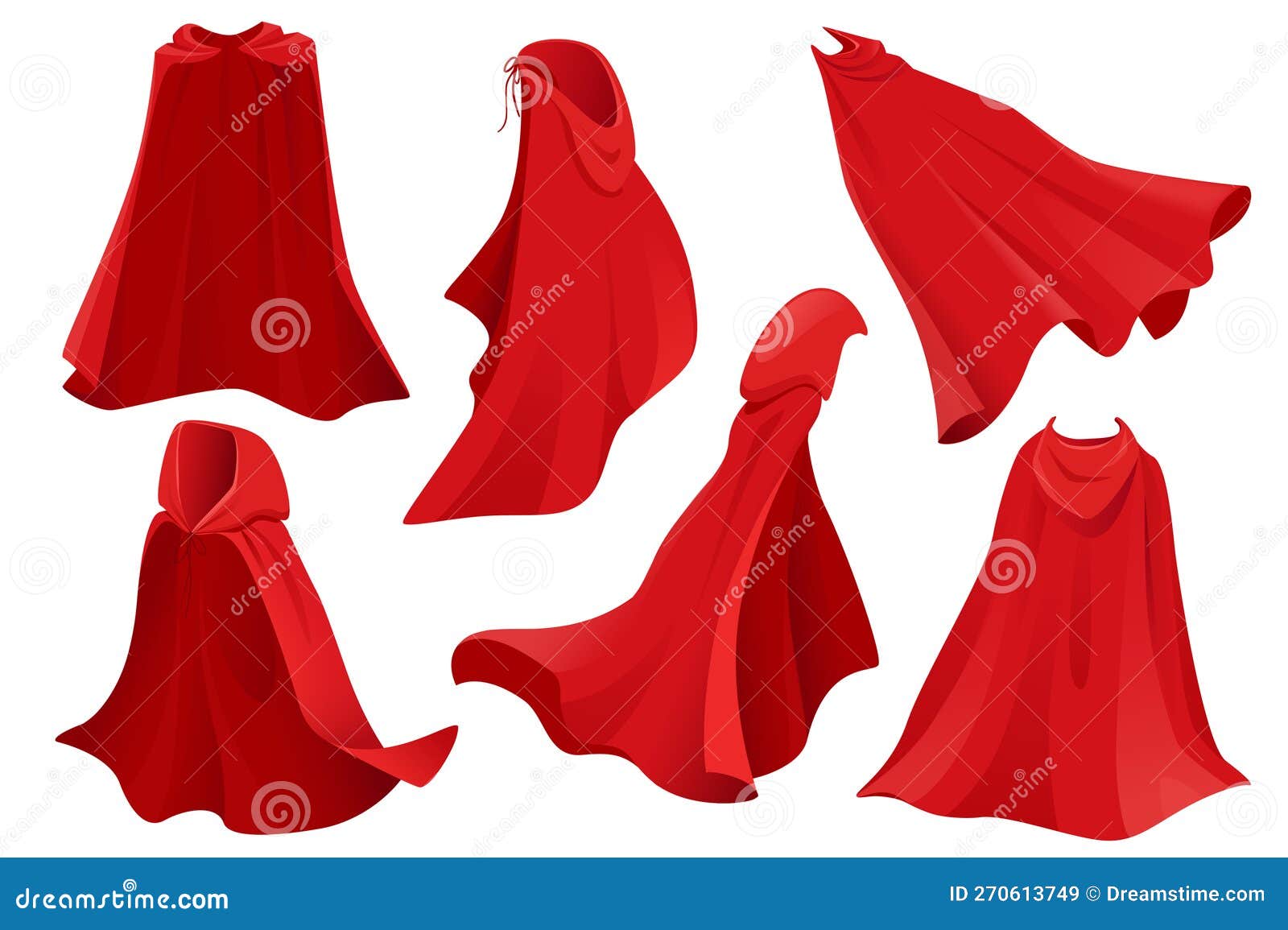 Superhero Red Cape Set Graphic Elements in Flat Design. Stock Vector ...
