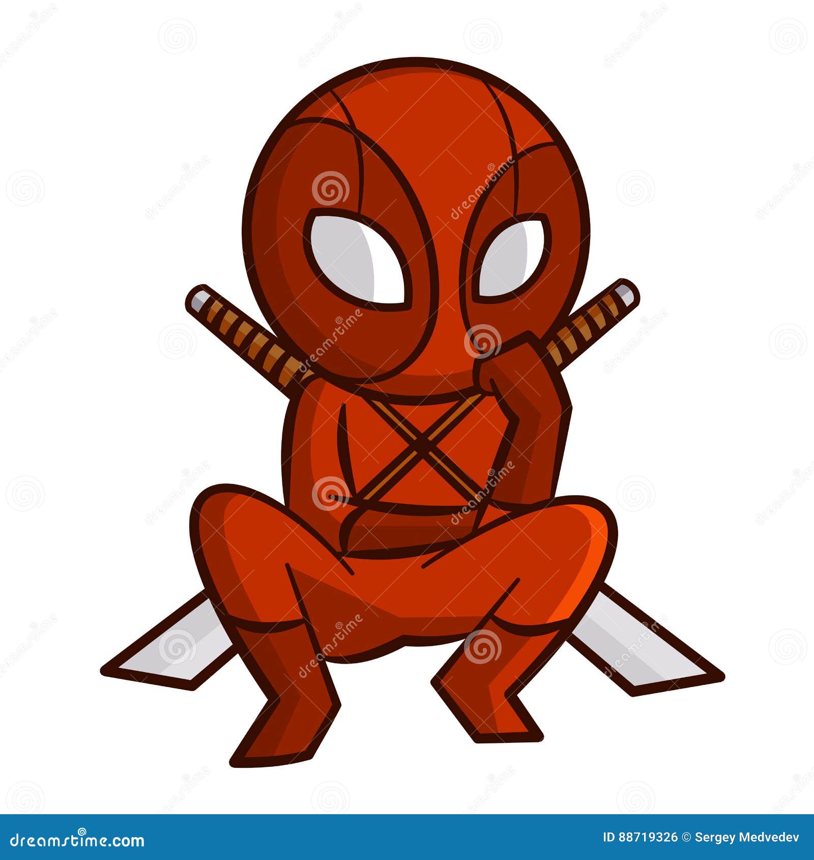 Superhero Red Ninja Sticker Stock Vector - Illustration of power, brave ...