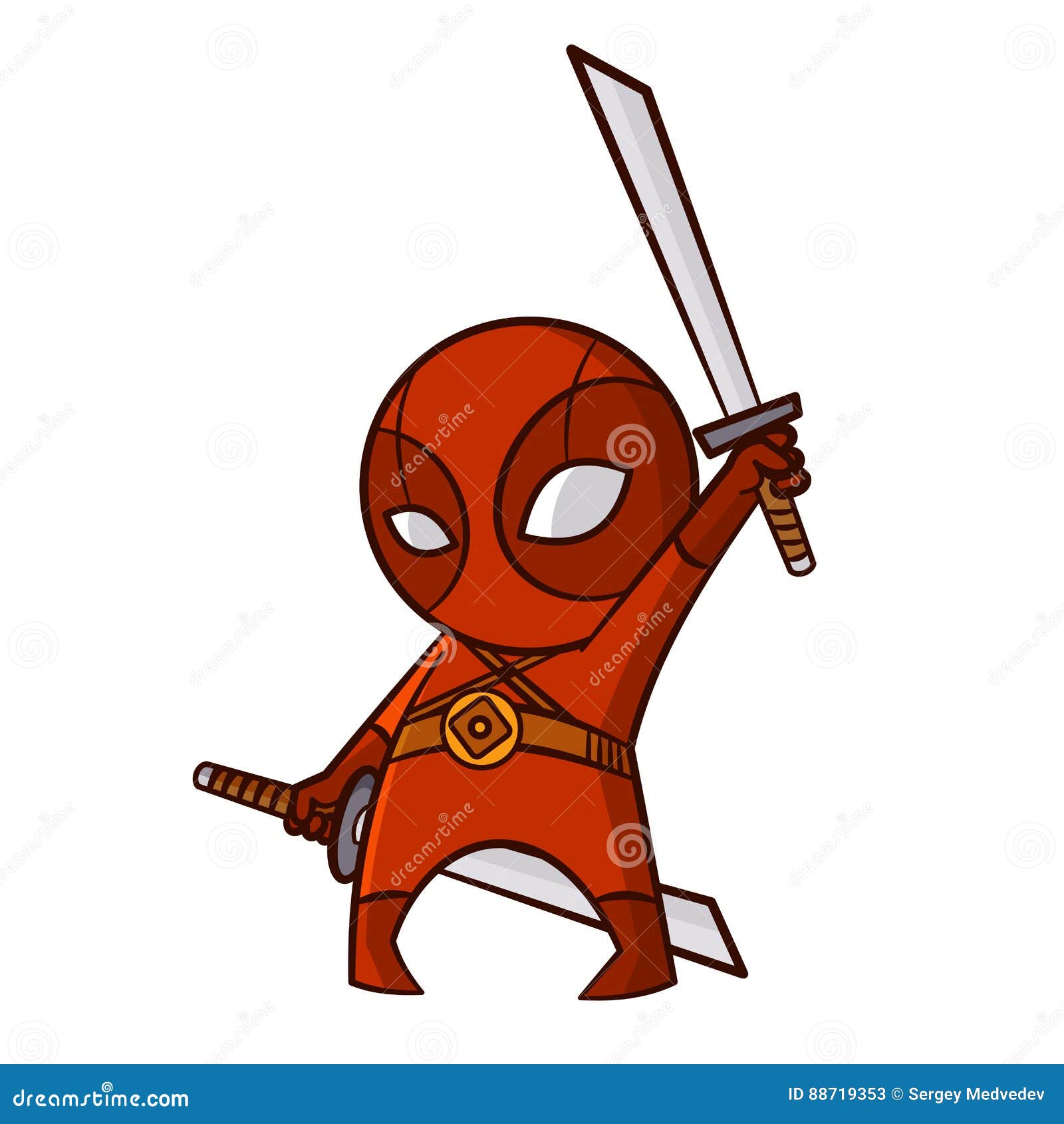 Superhero Red Ninja Sticker Cartoon Vector | CartoonDealer.com #88719353