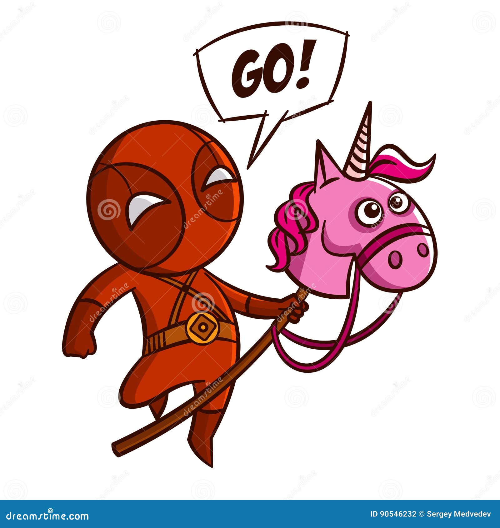 Superhero Red Ninja Sticker Stock Illustration - Illustration of ...