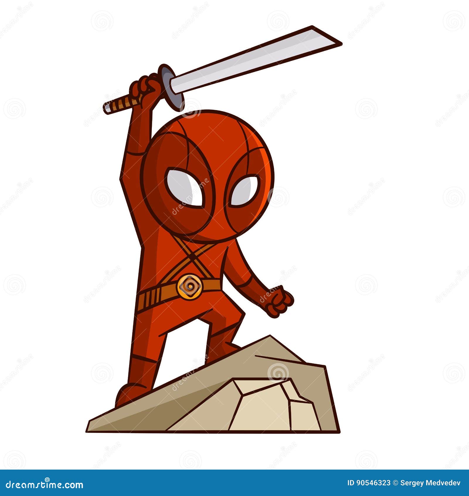 Superhero Red Ninja Sticker Stock Illustration - Illustration of sign ...