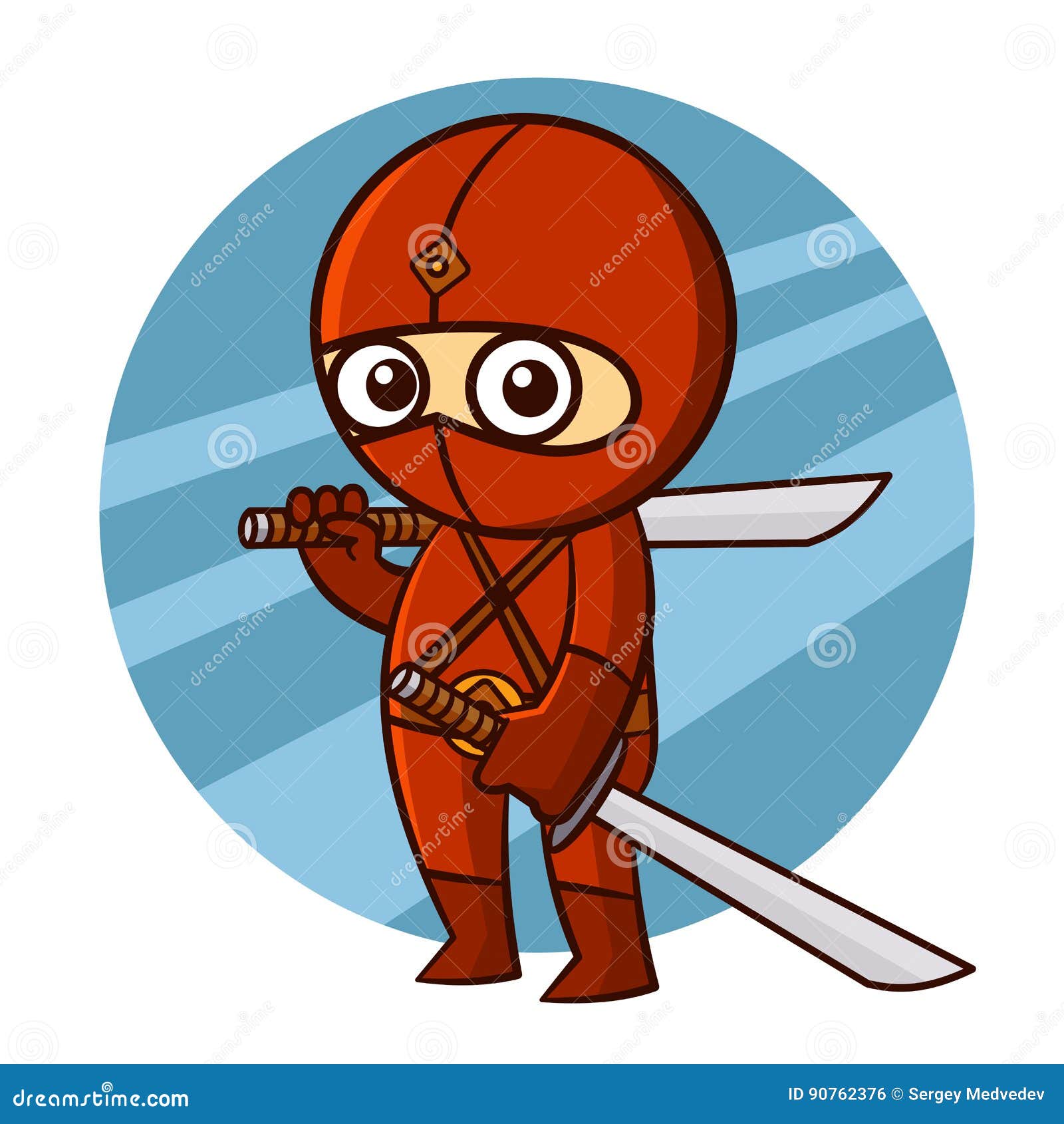 Superhero Red Ninja with Swords Sticker Stock Illustration ...