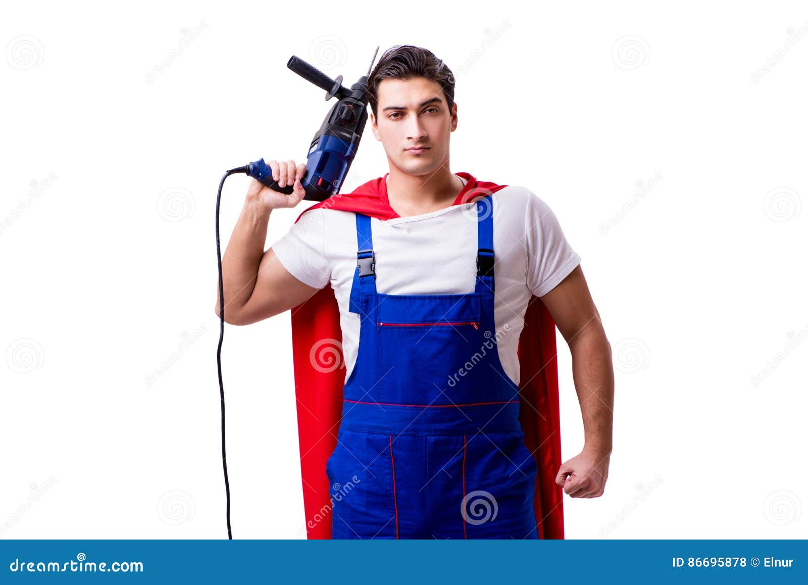 The Superhero Repairman Isolated on White Background Stock Photo ...