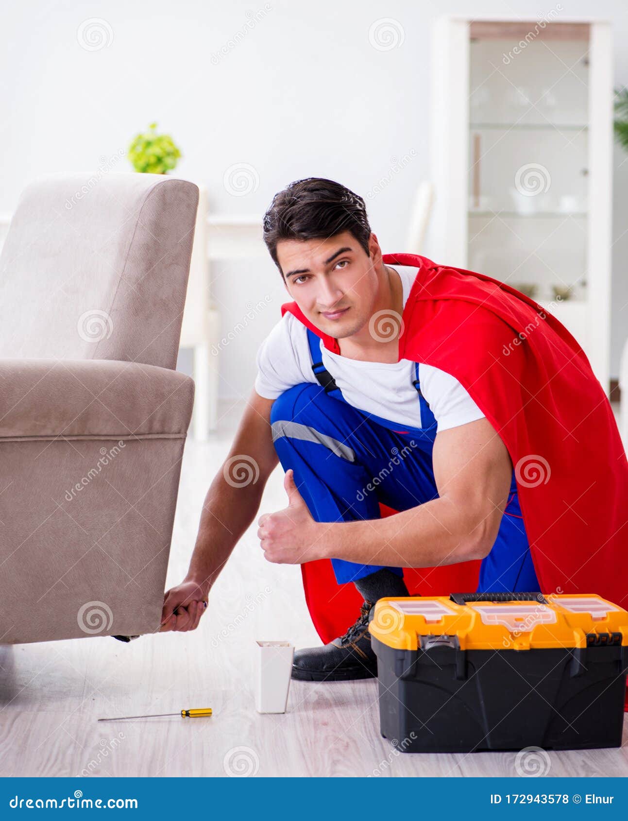 Superhero Repairman with Tools in Repair Concept Stock Photo - Image of ...