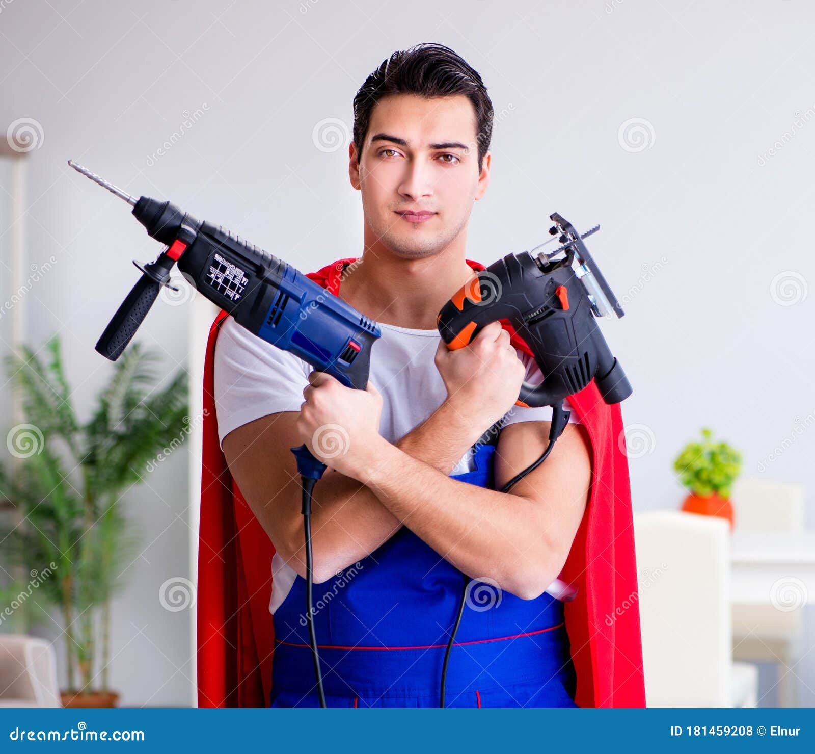 Superhero Repairman with Tools in Repair Concept Stock Photo - Image of ...
