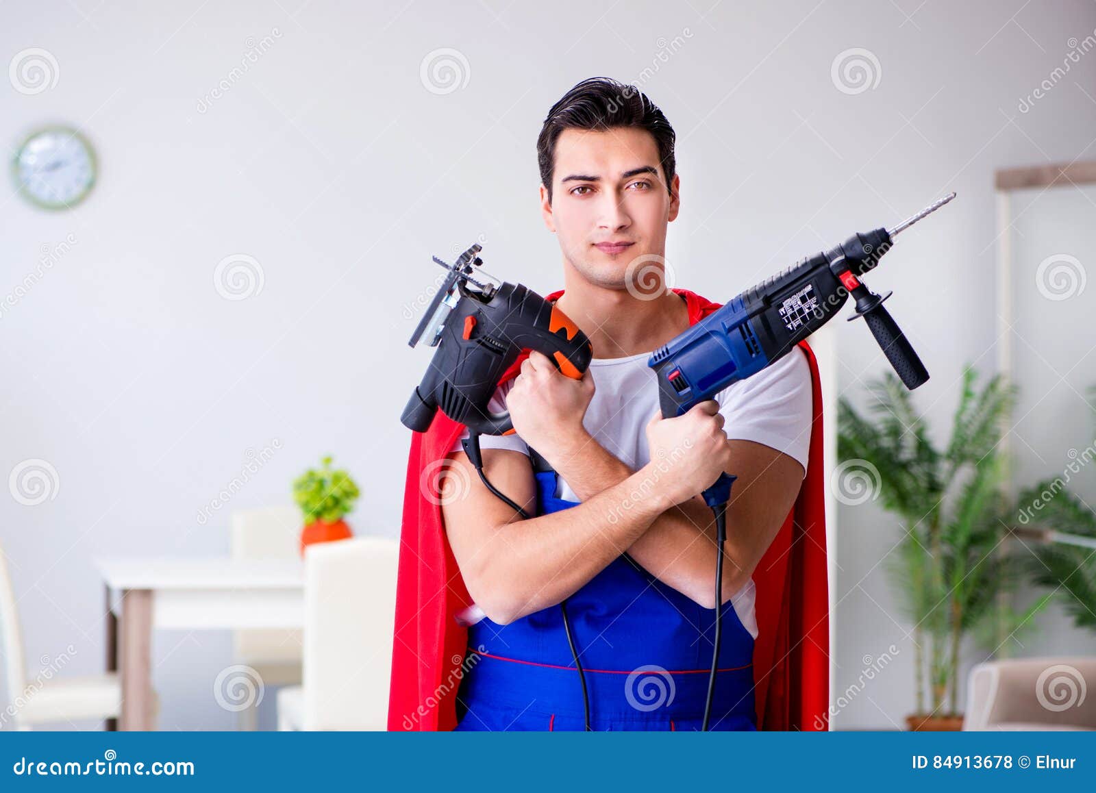 The Superhero Repairman with Tools in Repair Concept Stock Photo ...