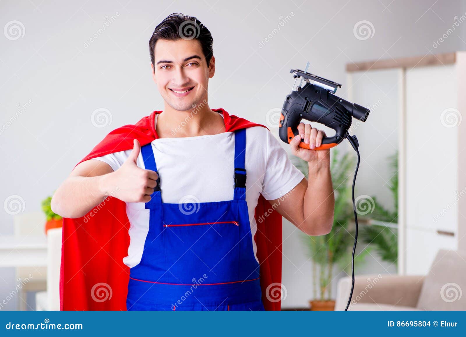 The Superhero Repairman with Tools in Repair Concept Stock Photo ...