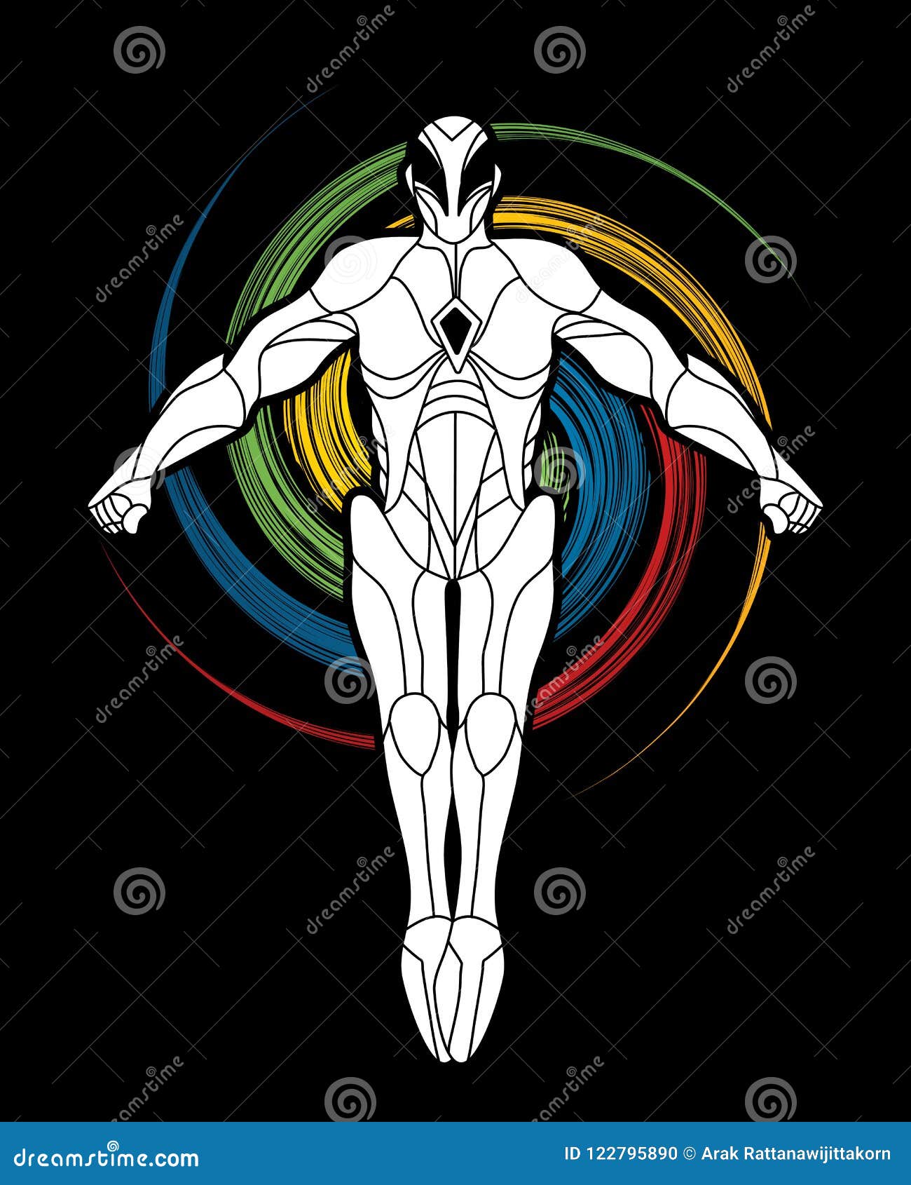 Superhero robot action, stock vector. Illustration of attack - 122795890