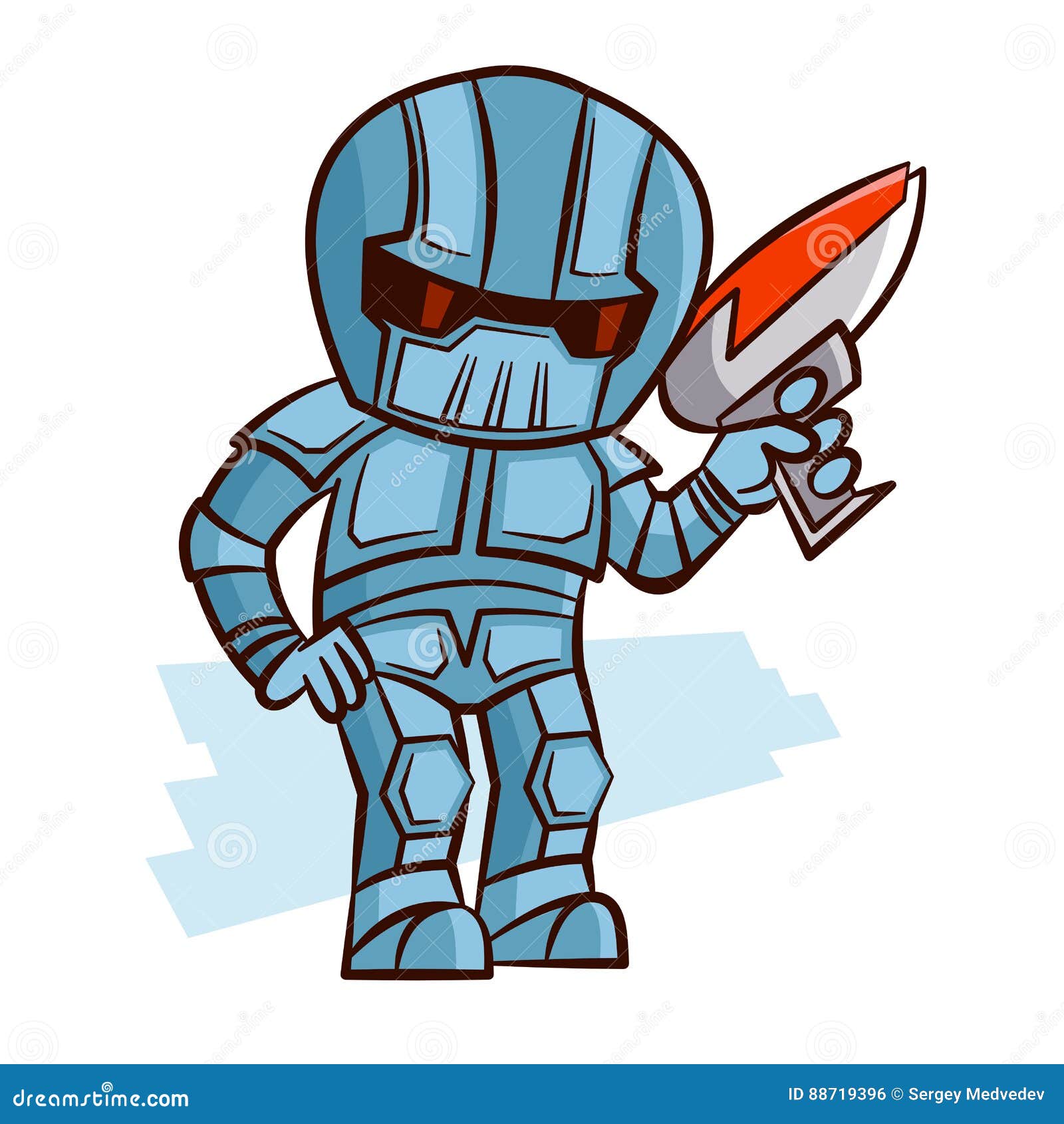 Superhero Robot with Blaster Pistol Sticker Stock Vector - Illustration ...