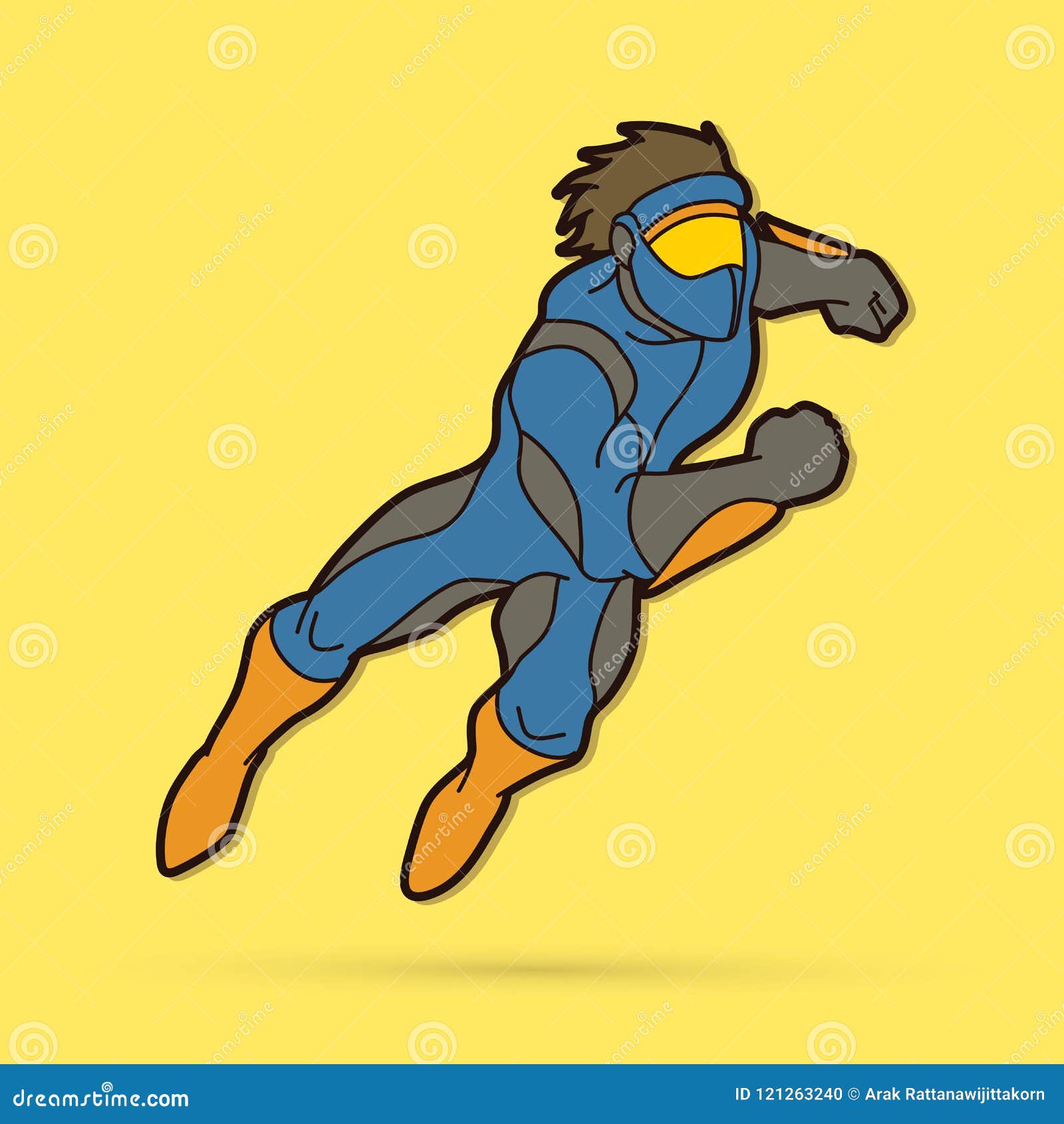 Superhero Running Action, Cartoon Superhero Stock Vector - Illustration ...