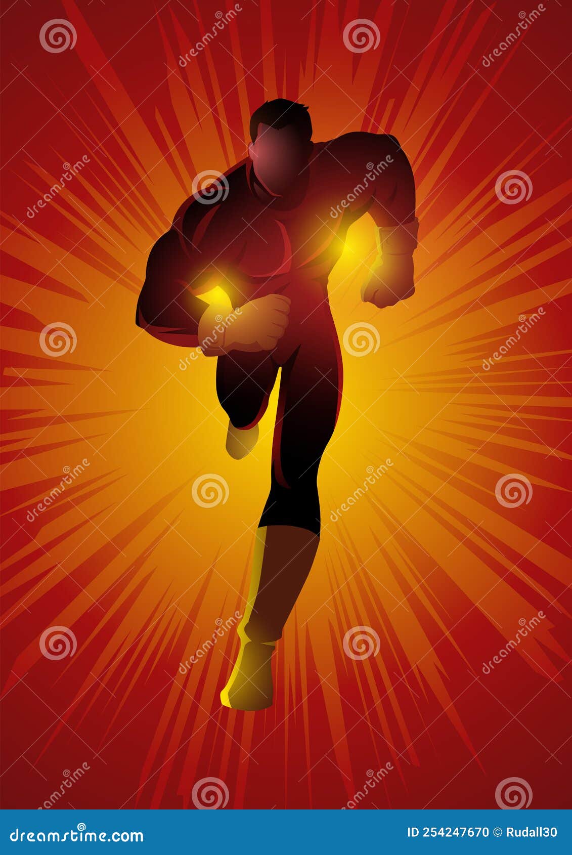 Superhero Running Against Splash Light Stock Vector - Illustration of ...