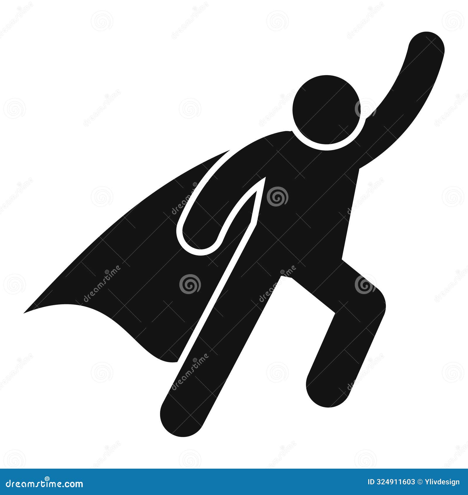 Superhero Running with Cape Waving in the Wind Stock Illustration ...