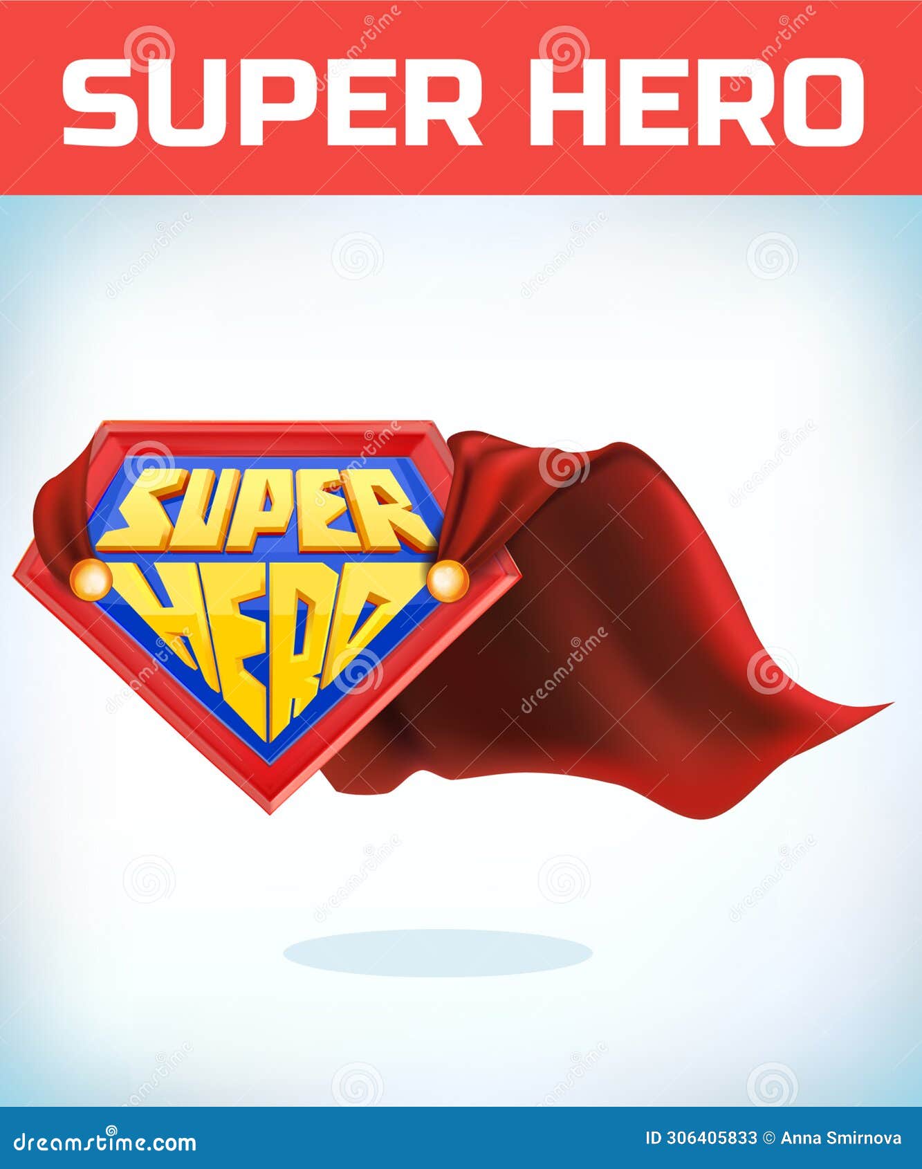 Superhero Sign. Super Hero. Shield Isolated on Blue Background. Vector ...