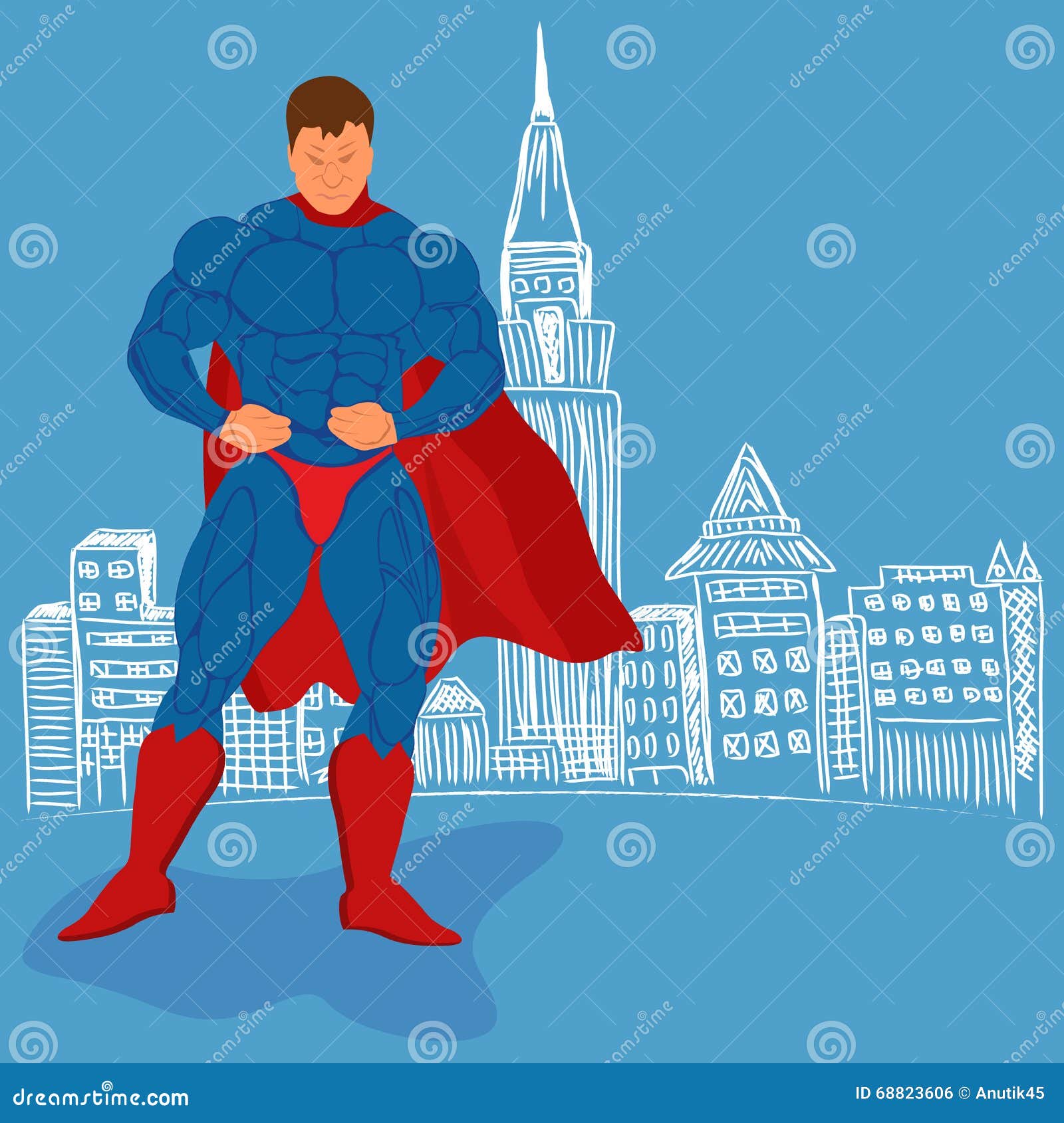Superhero and Sketch City, Vector Illustration Stock Vector ...